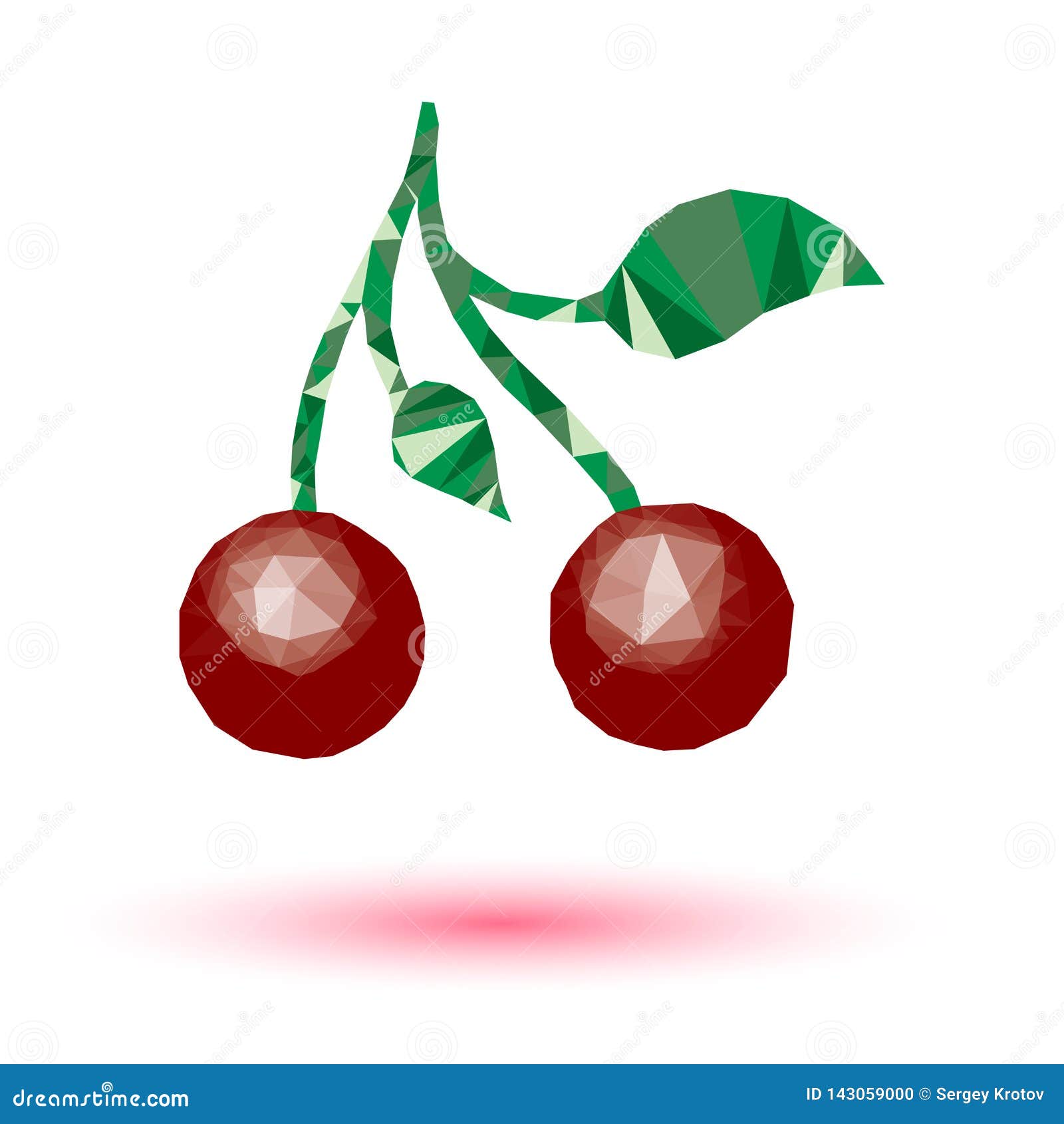 Triangle Art Cherry Vector Lowpoly Illustartion Eps10 Isolated on White ...