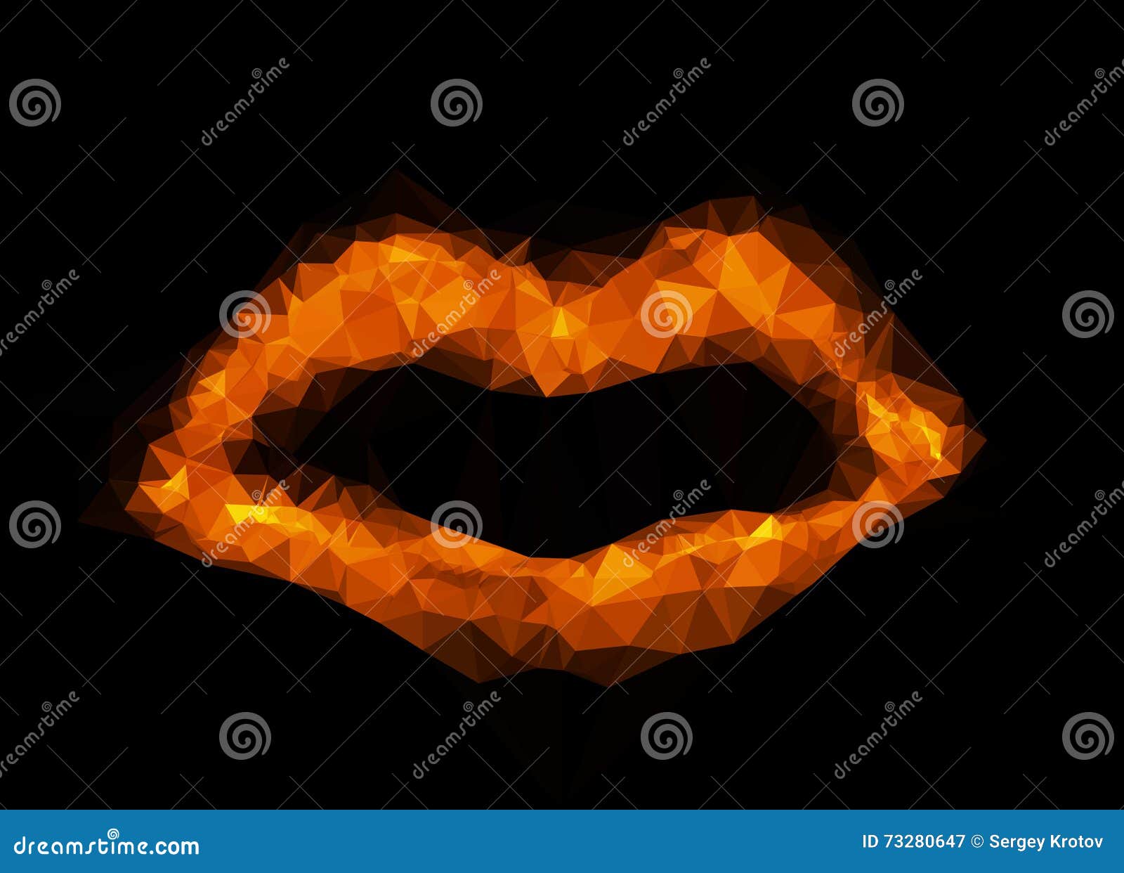 Triangle Art Lips Lowpoly Illustartion on Black Background Stock ...