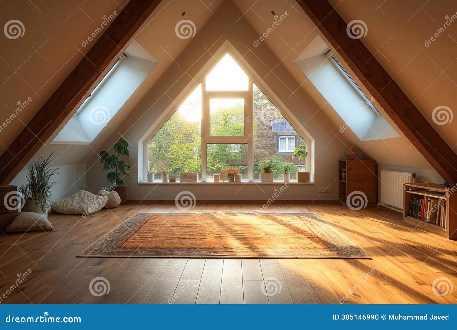 Triangle Attic Room Modern Dormer Loft Conversion Interior in Apartment ...