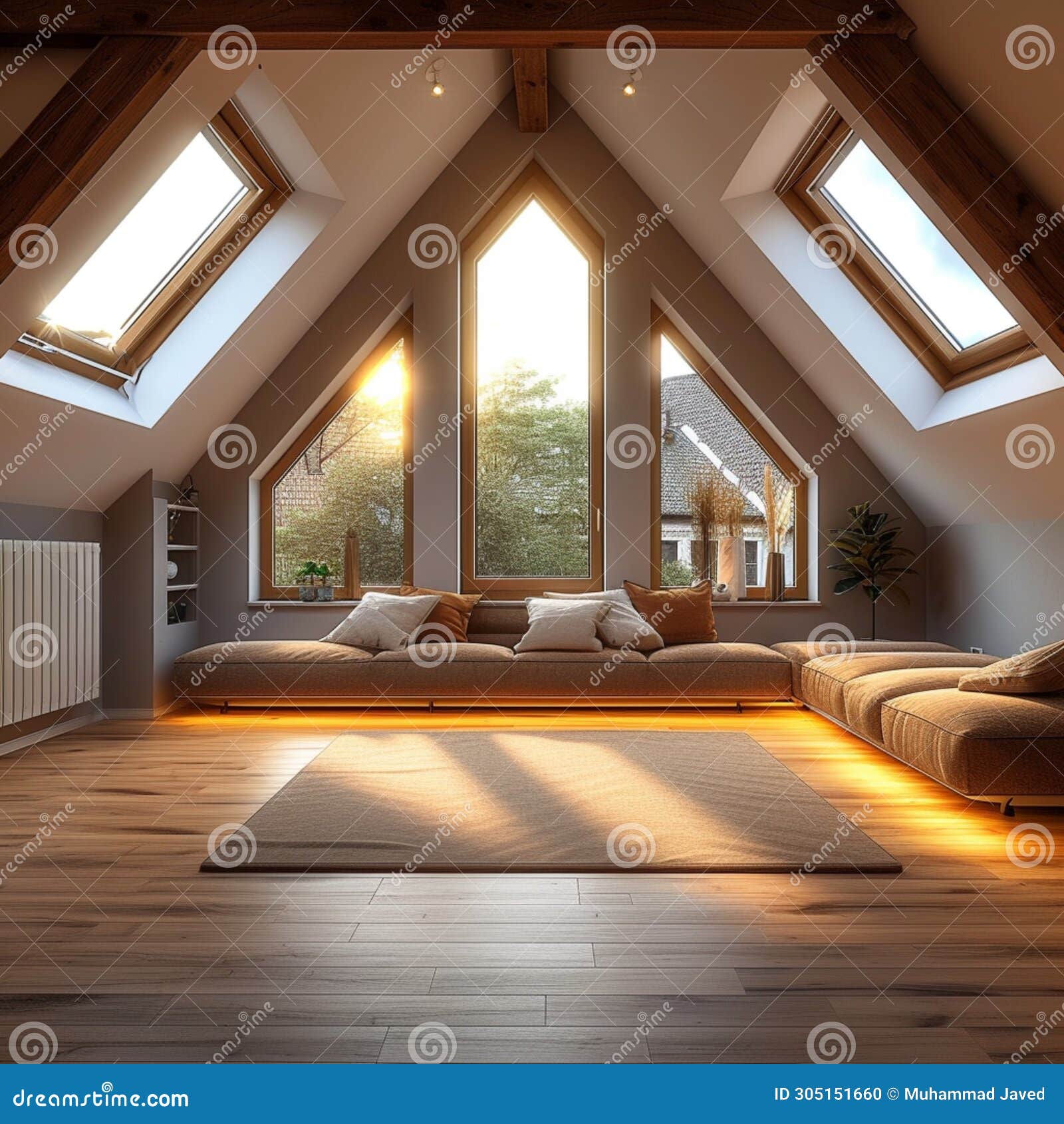 Triangle Attic Room Modern Dormer Loft Conversion Interior in Apartment ...