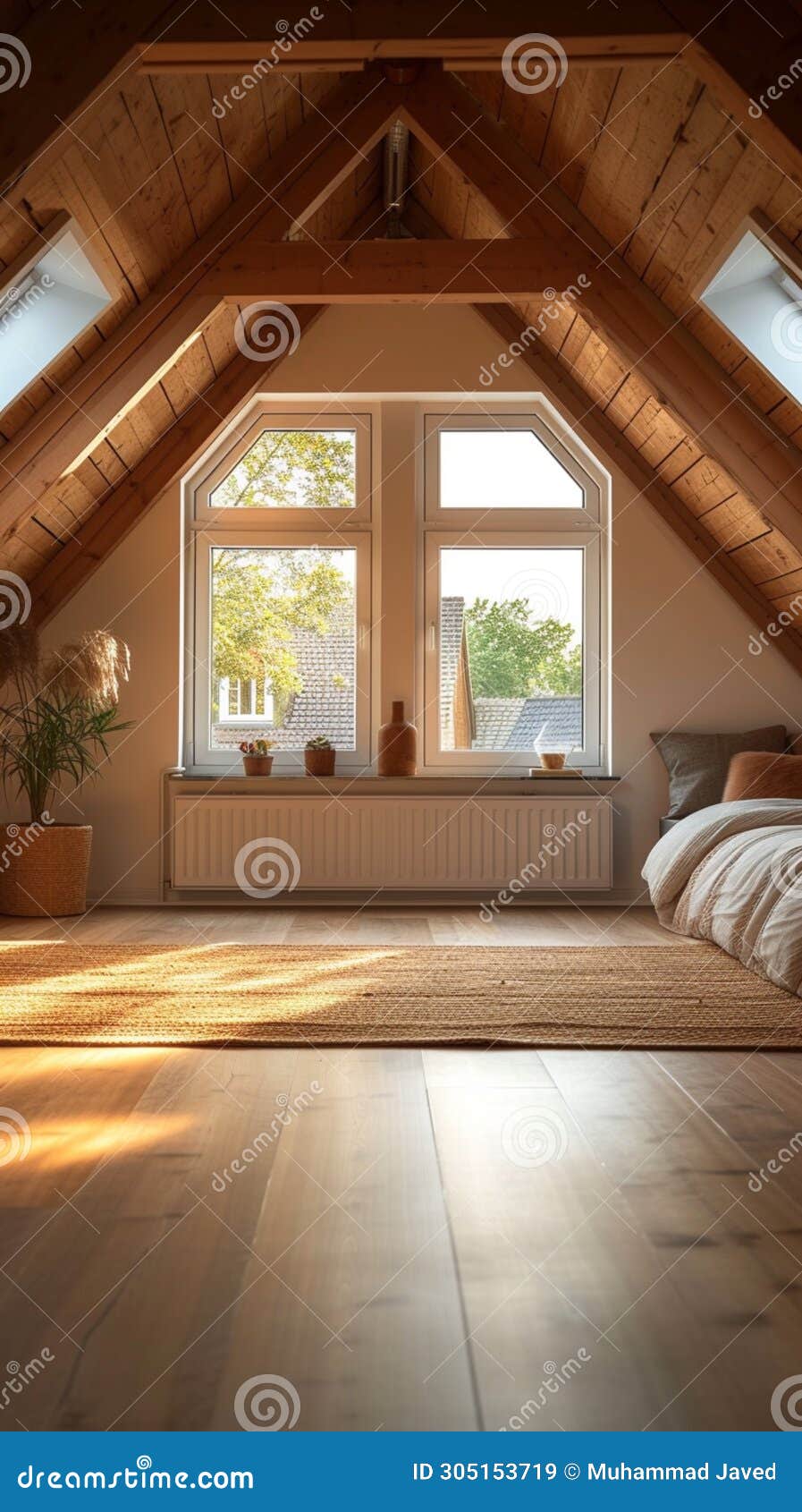 Triangle Attic Room Modern Dormer Loft Conversion Interior In Apartment ...