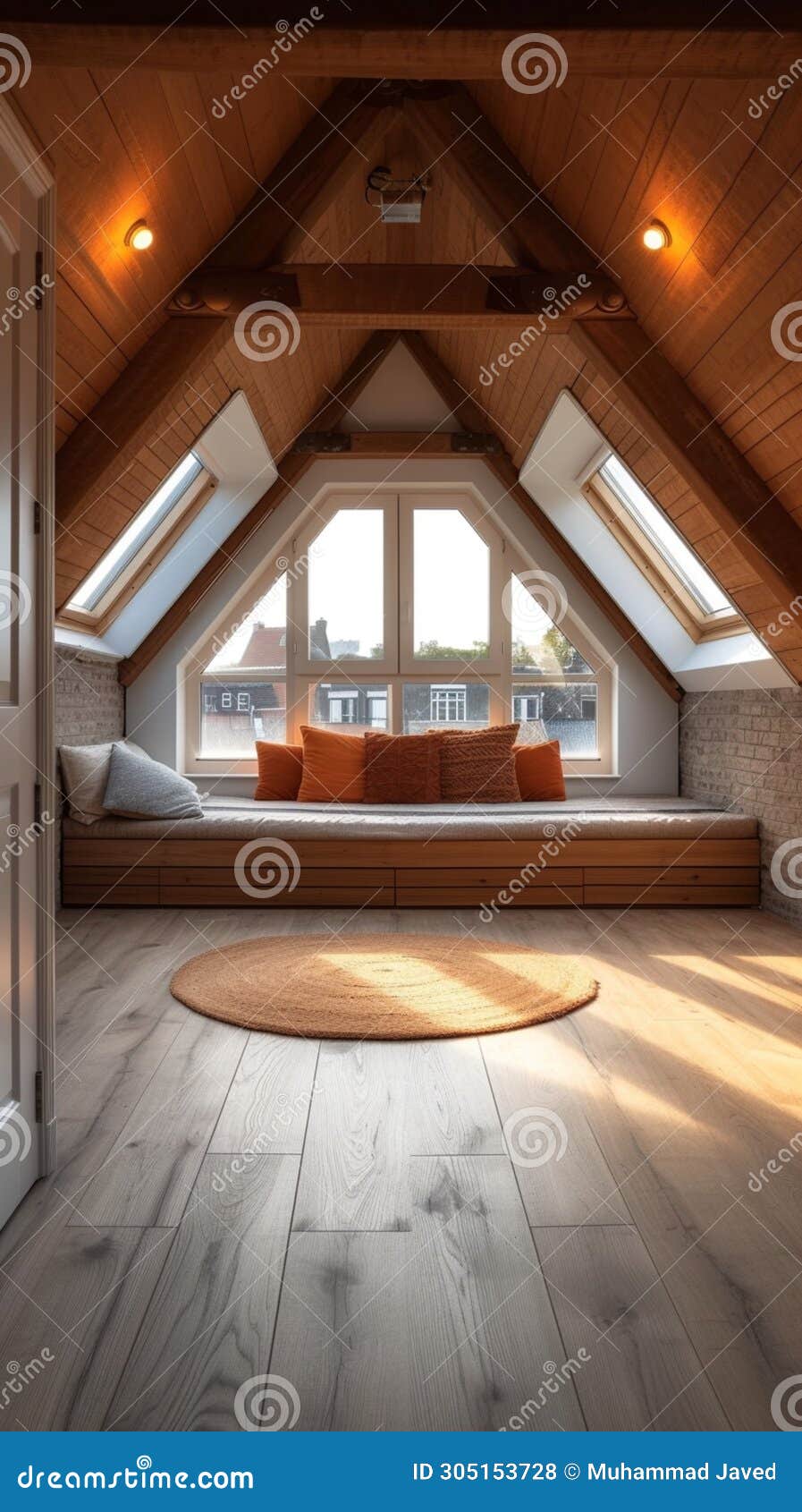 Triangle Attic Room Modern Dormer Loft Conversion Interior In Apartment ...