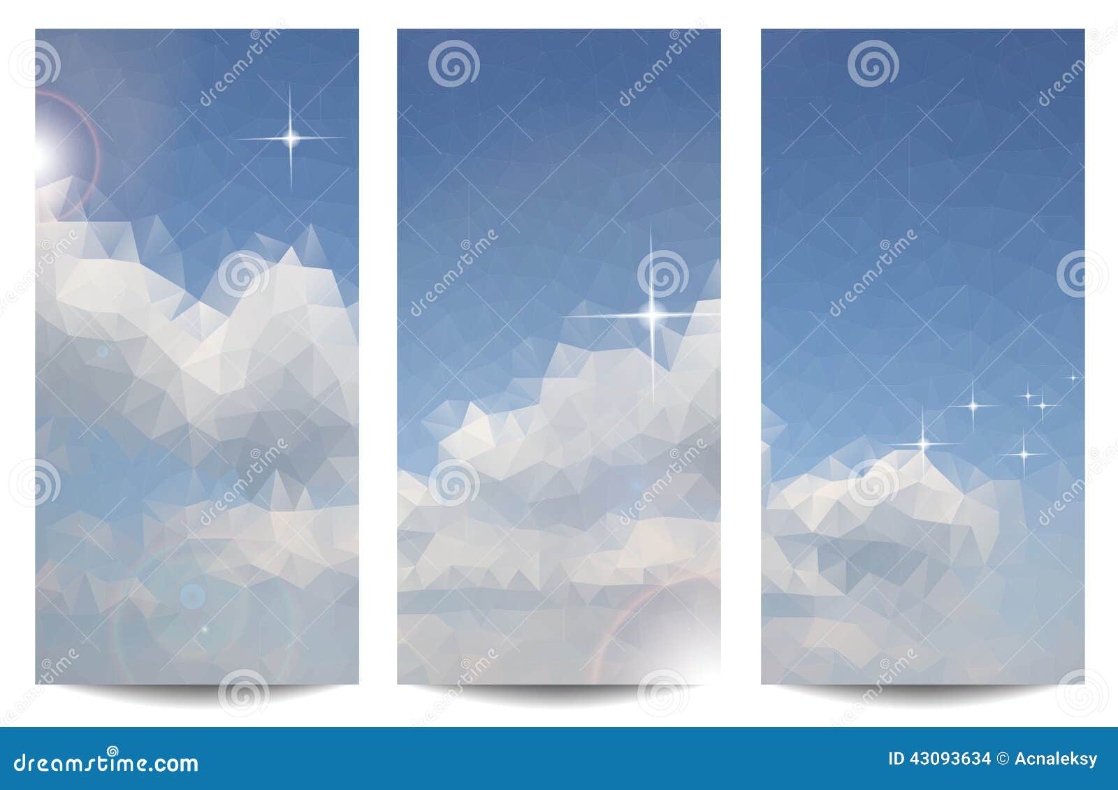 Triangle Backgrounds with Blue Sky and Clouds Stock Vector ...