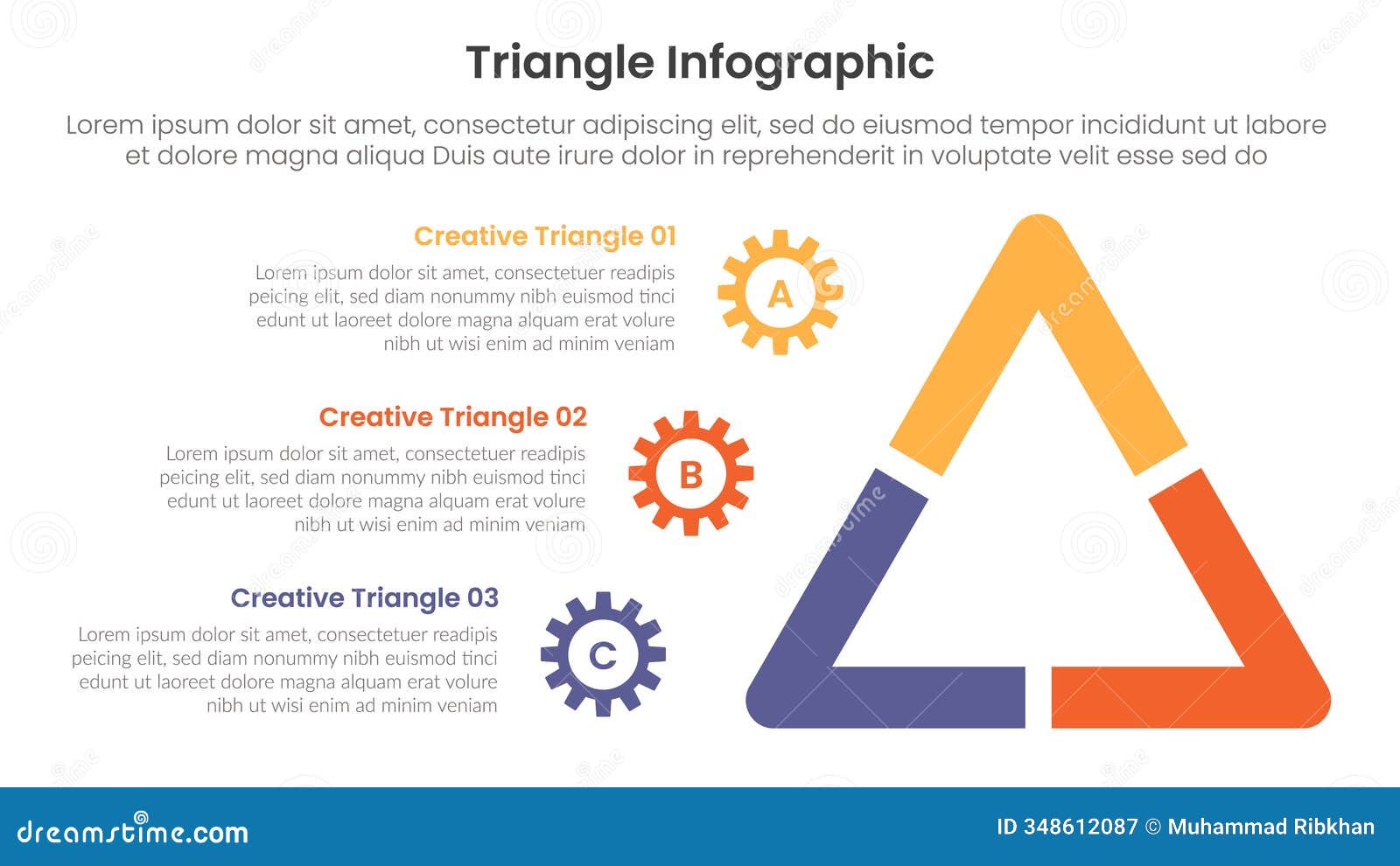 Triangle Base Shape Infographic Template Banner With Simple Triangle ...