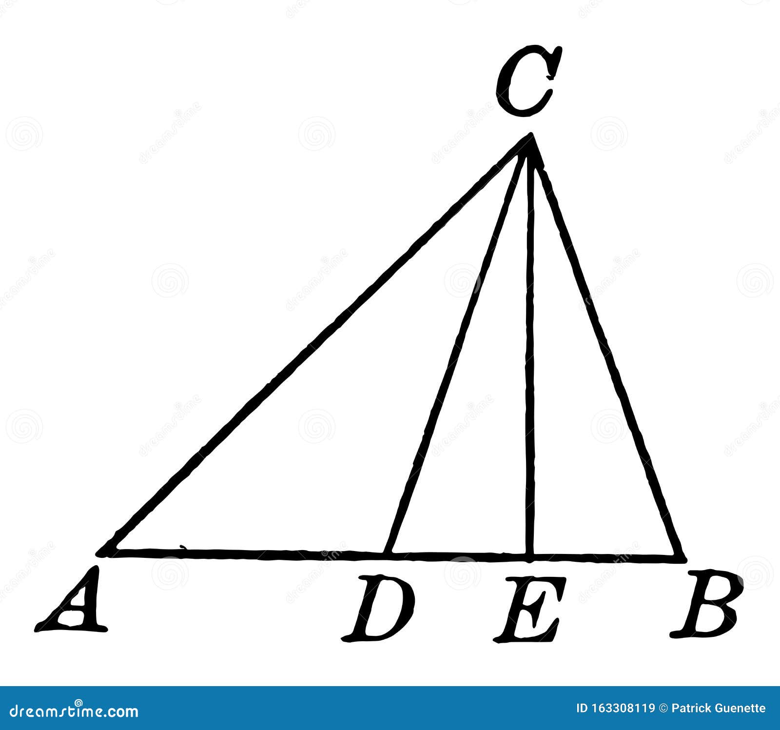 Triangle with Bisector and Perpendicular from Vertex Drawn Vintage ...