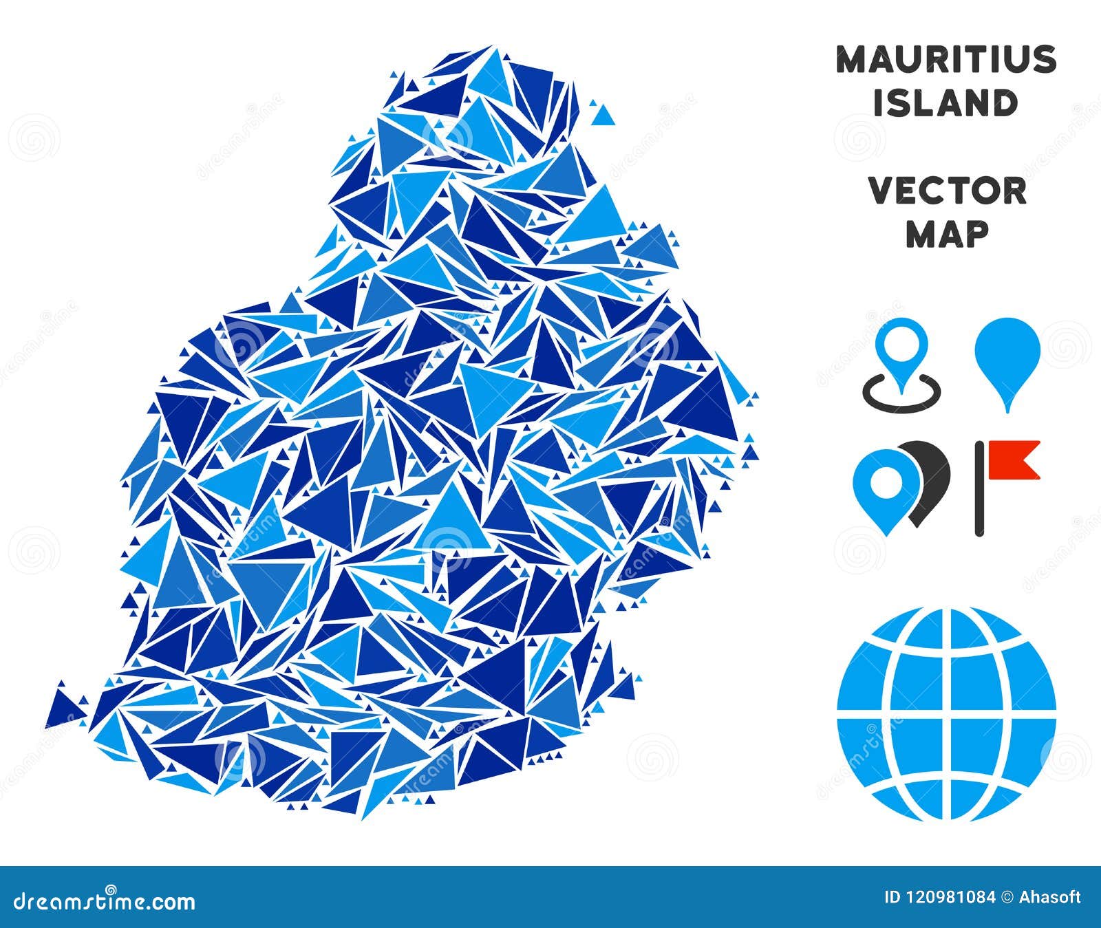 Triangle Bleue Mauritius Island Map Illustration de Vecteur ...