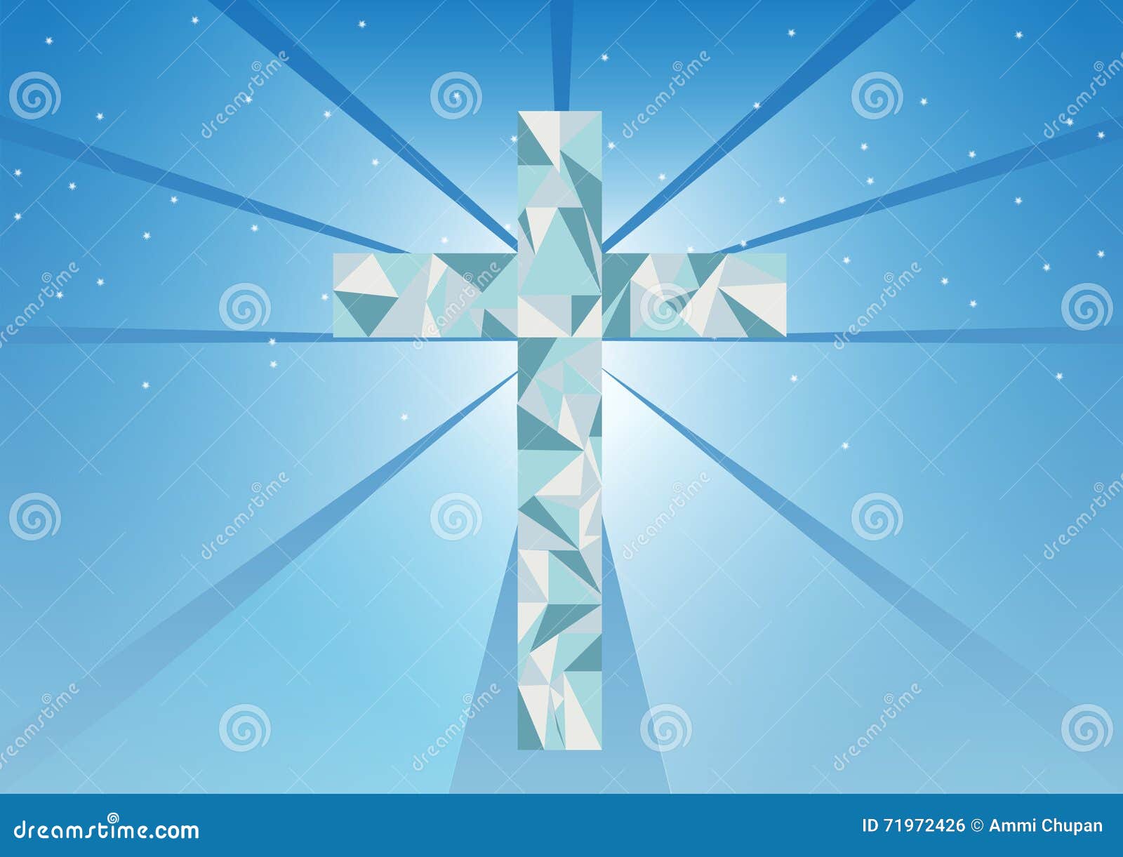 Triangle Blue Cross on Blue Background with Light Shine | Christian ...