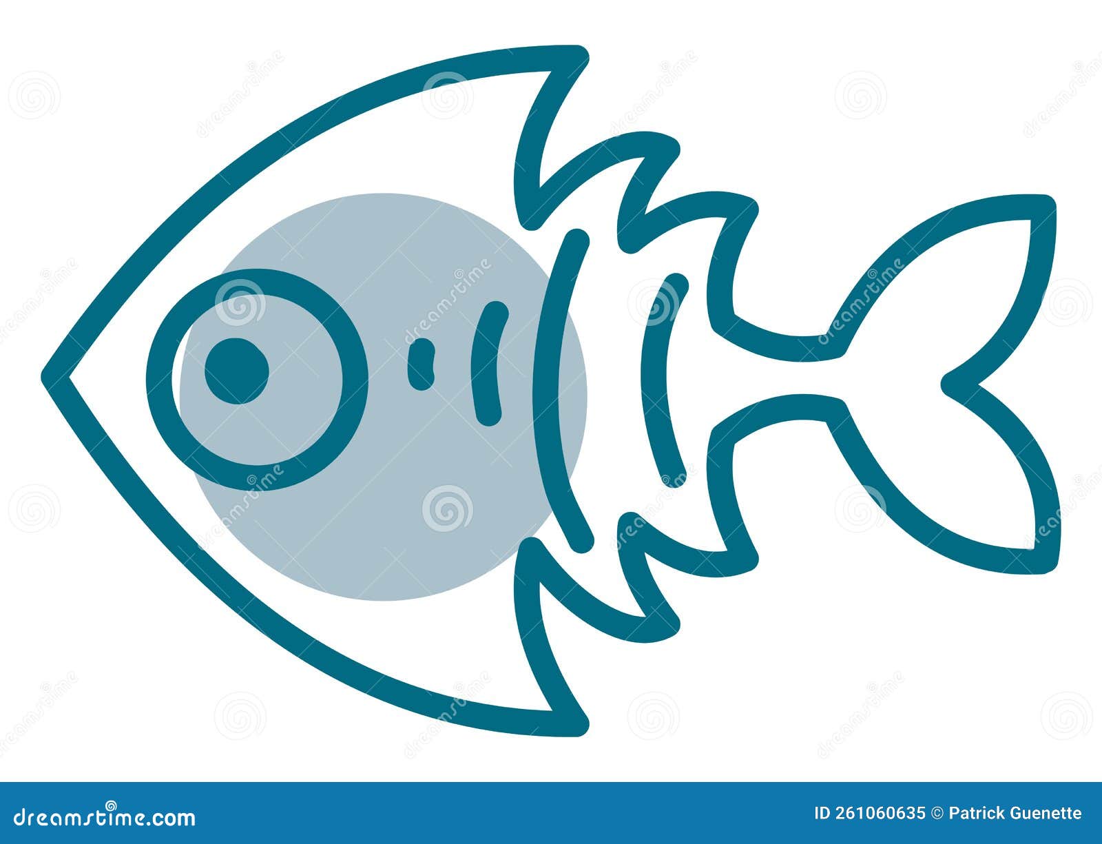 Triangle blue fish, icon stock vector. Illustration of nature - 261060635