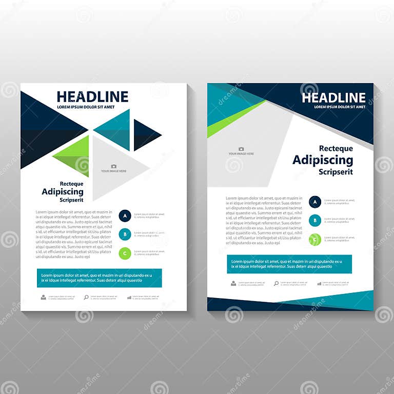 Triangle Blue Green Annual Report Leaflet Brochure Flyer Template