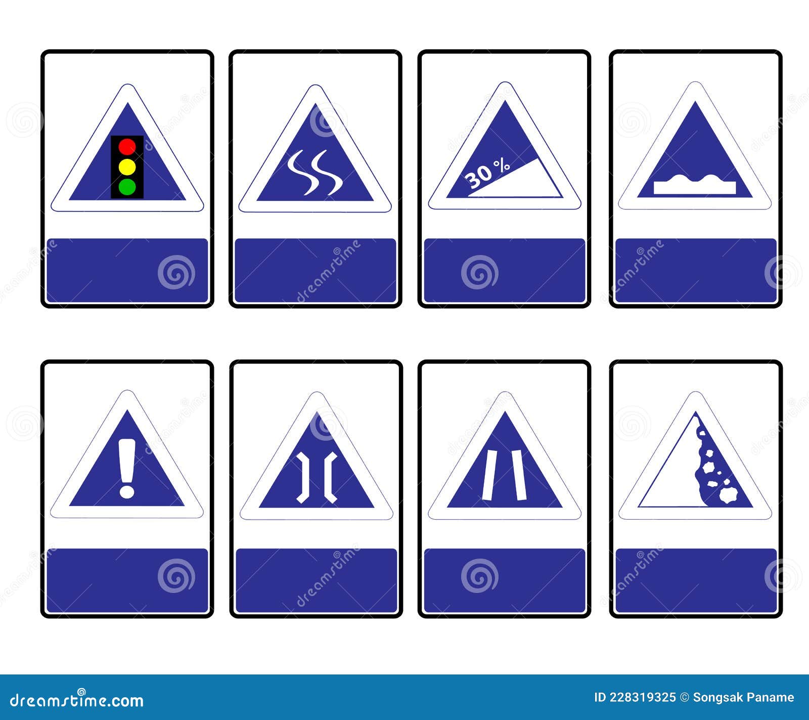 Triangle blue road signs stock vector. Illustration of parking - 228319325