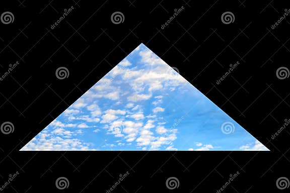 Triangle of Blue Sky with Clouds. Black Surround Stock Photo - Image of ...