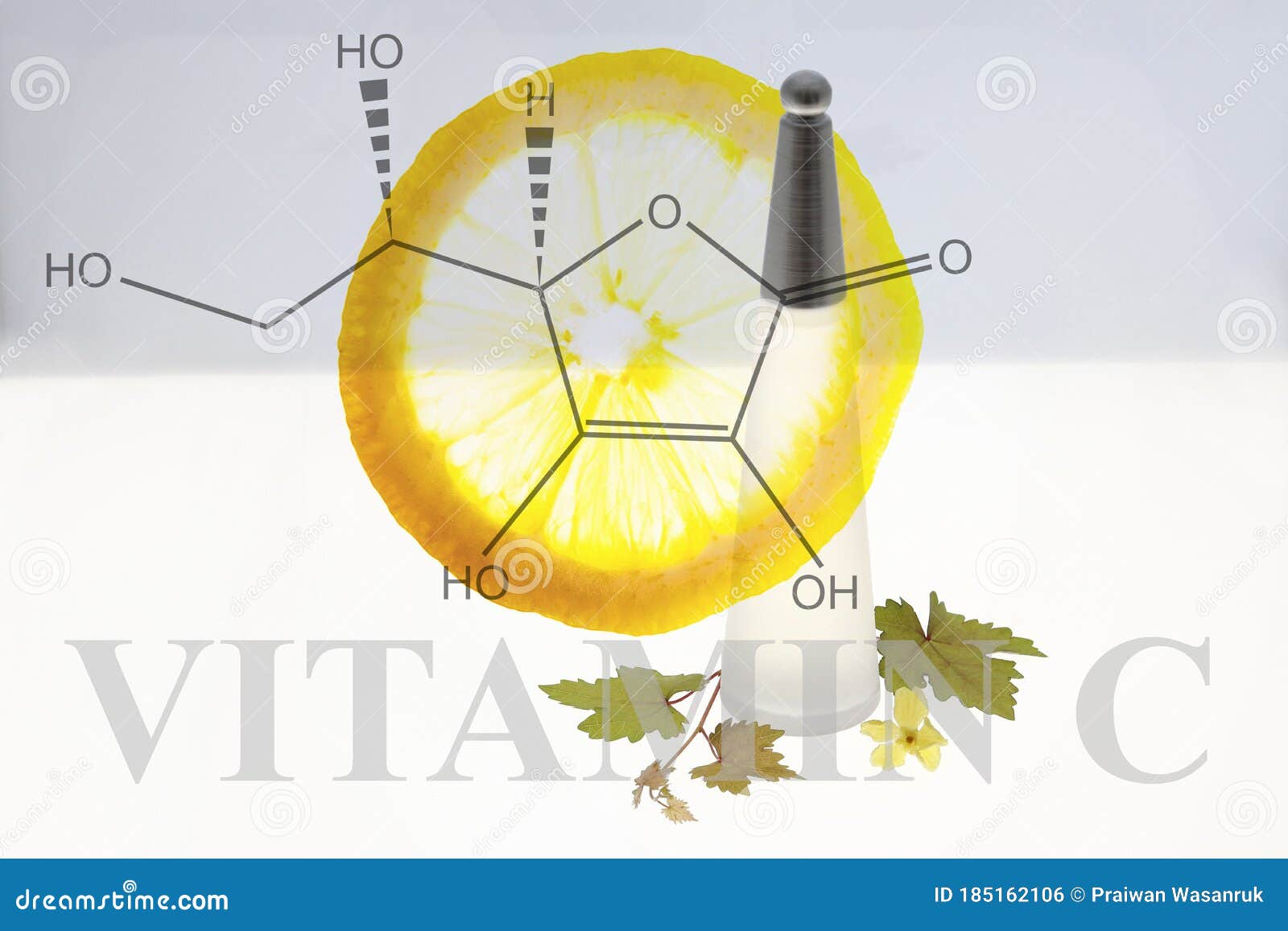 Triangle Bottle and Lemon Slice with Vitamin C Science Symbol Stock ...