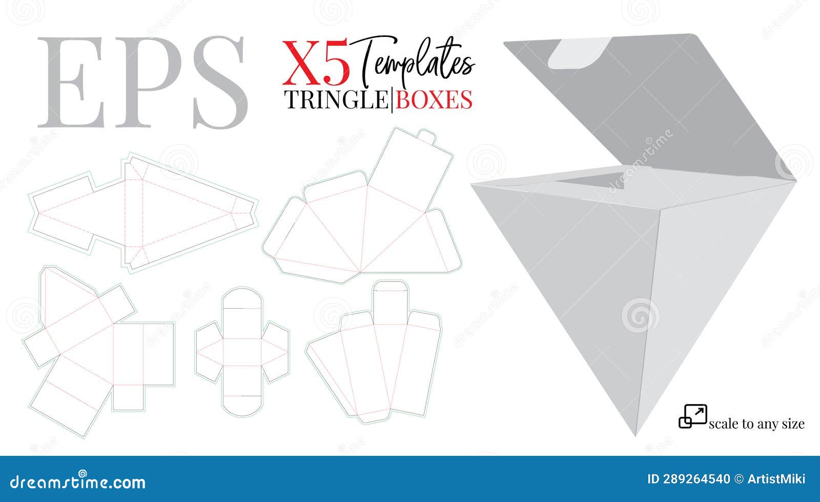Triangle Box Template Set, Vector with Die Cut, Laser Cut Lines Stock ...
