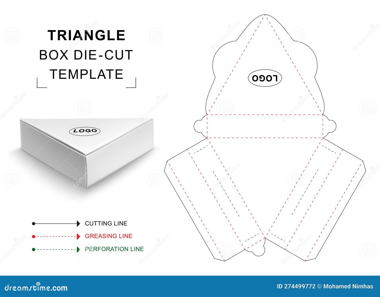 Triangle Box Die Cut Template Stock Vector - Illustration of auto, card ...