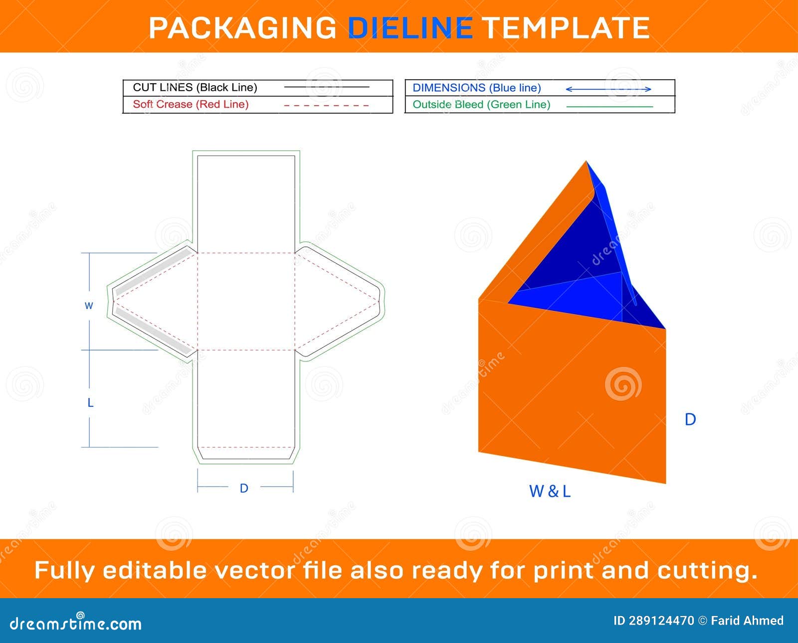 Triangle Box, Gift Box, Storage Box Die Line Template Stock Vector ...