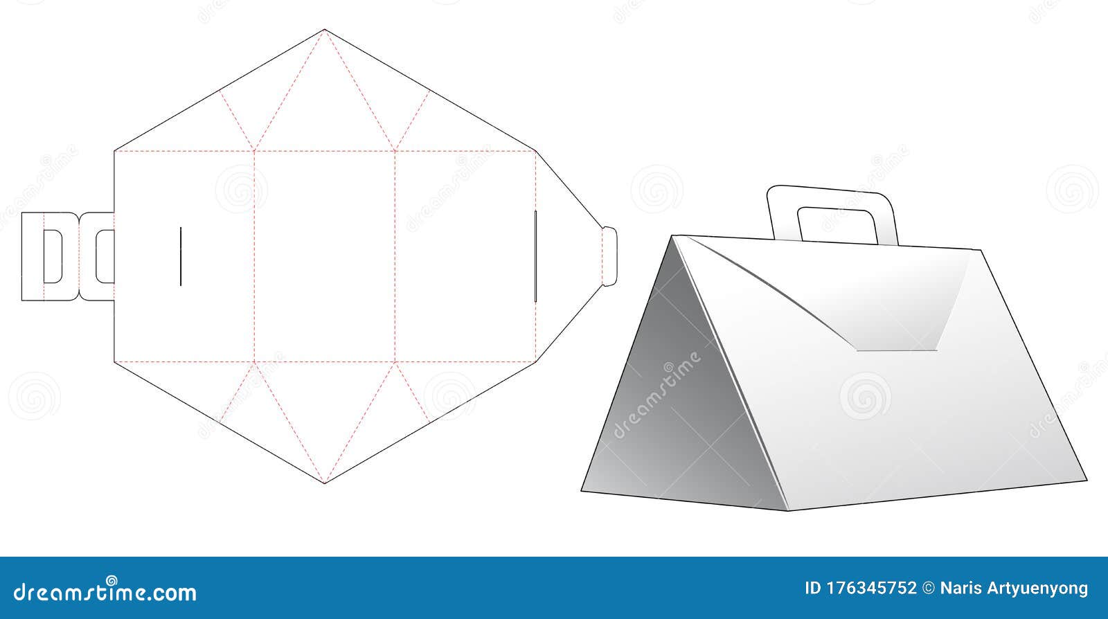 Triangle Box with Handle Die Cut Template Design Stock Vector ...