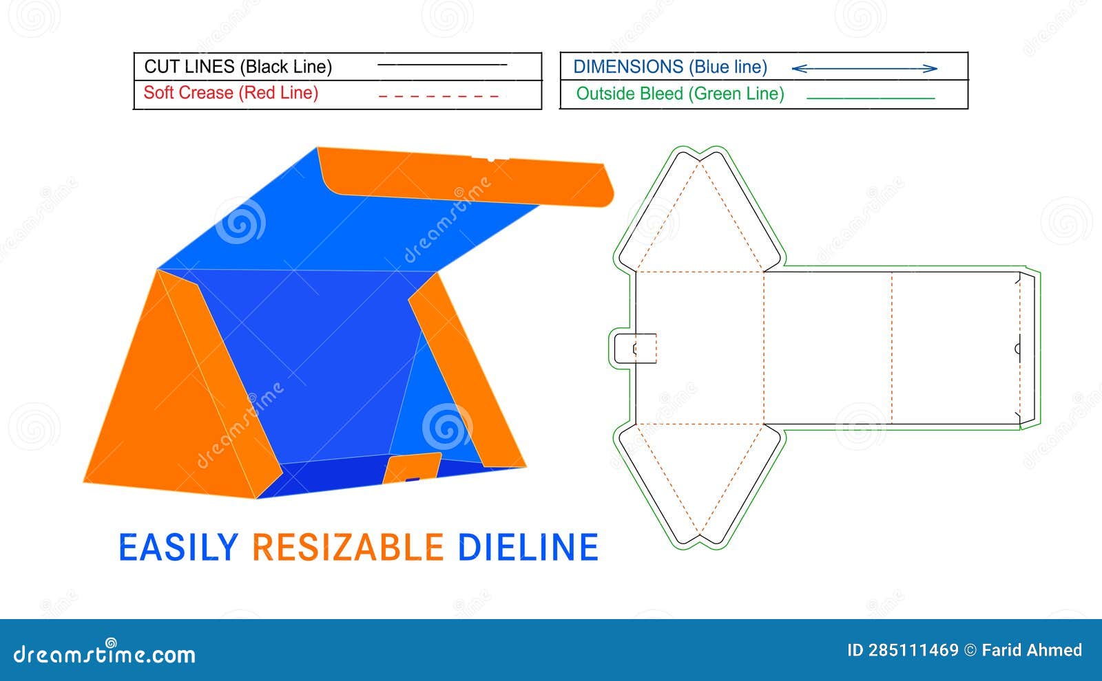 Triangle Box Packaging Die Line Template Stock Illustration ...