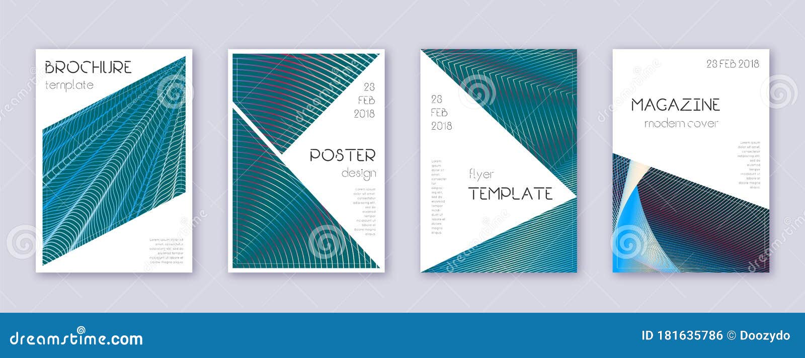 Triangle Brochure Design Template Set. Red Abstrac Stock Vector ...
