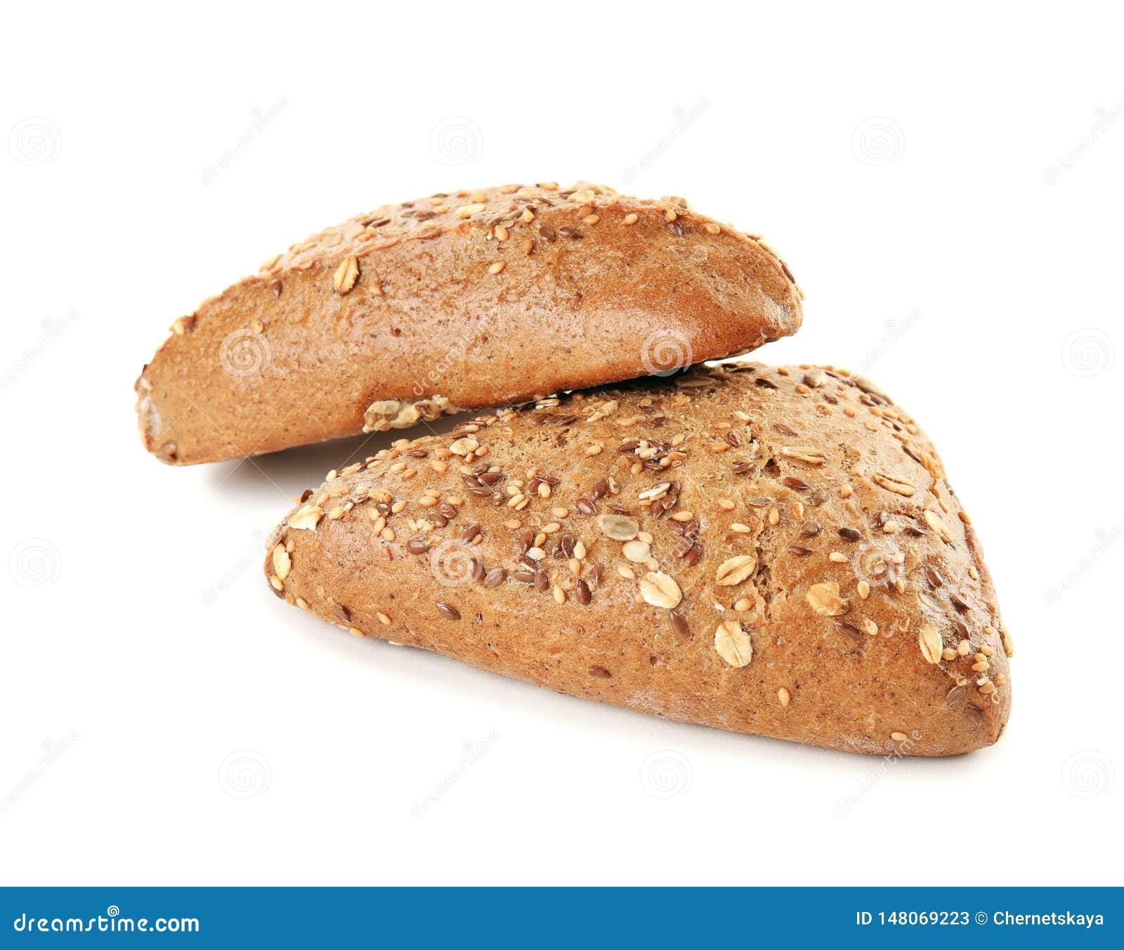 Triangle Buns with Seeds on White. Wholegrain Bread Stock Image - Image ...
