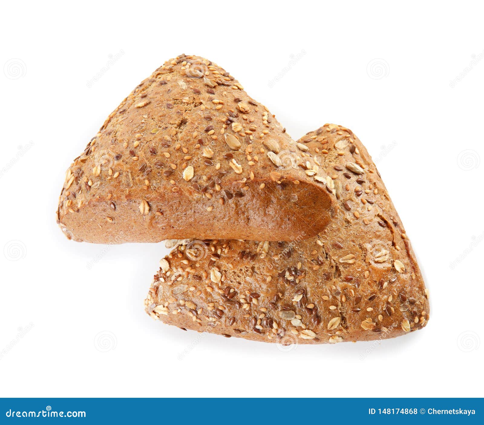 Triangle Buns with Seeds Isolated on White. Wholegrain Bread Stock ...