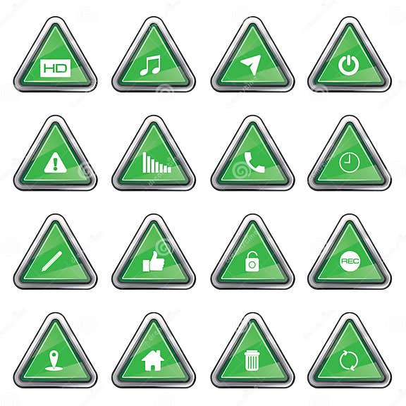 The Purple Triangle Button Has Several Symbols Stock Illustration ...