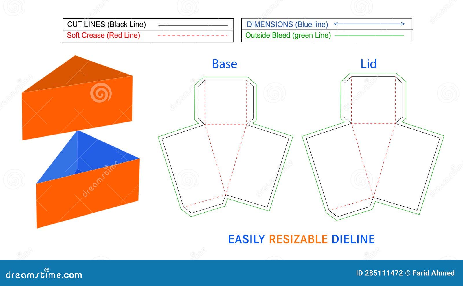 Triangle Cake Slice Box Packaging, Birthday Cake Slice Box Die Line ...