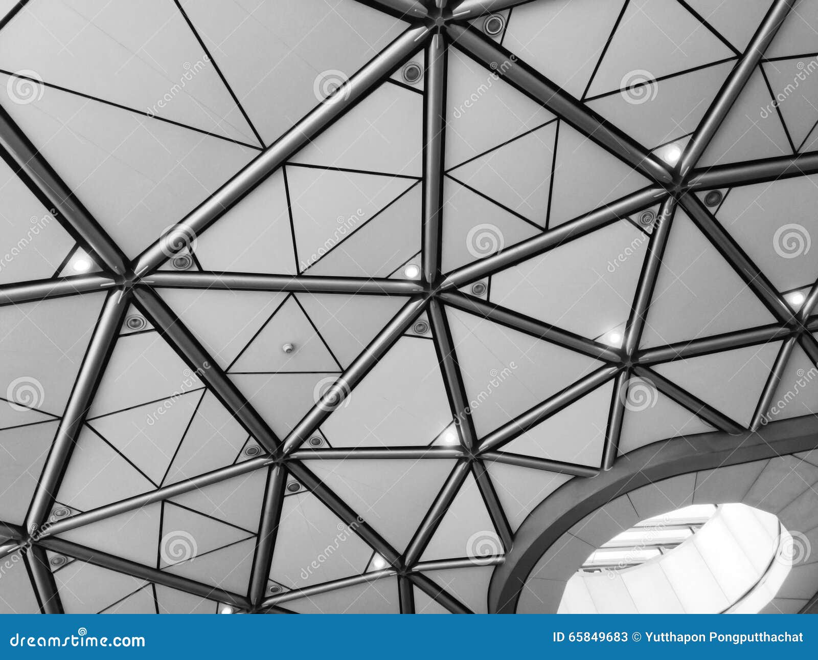 Triangle Ceiling Design in Black and White Stock Image - Image of high ...
