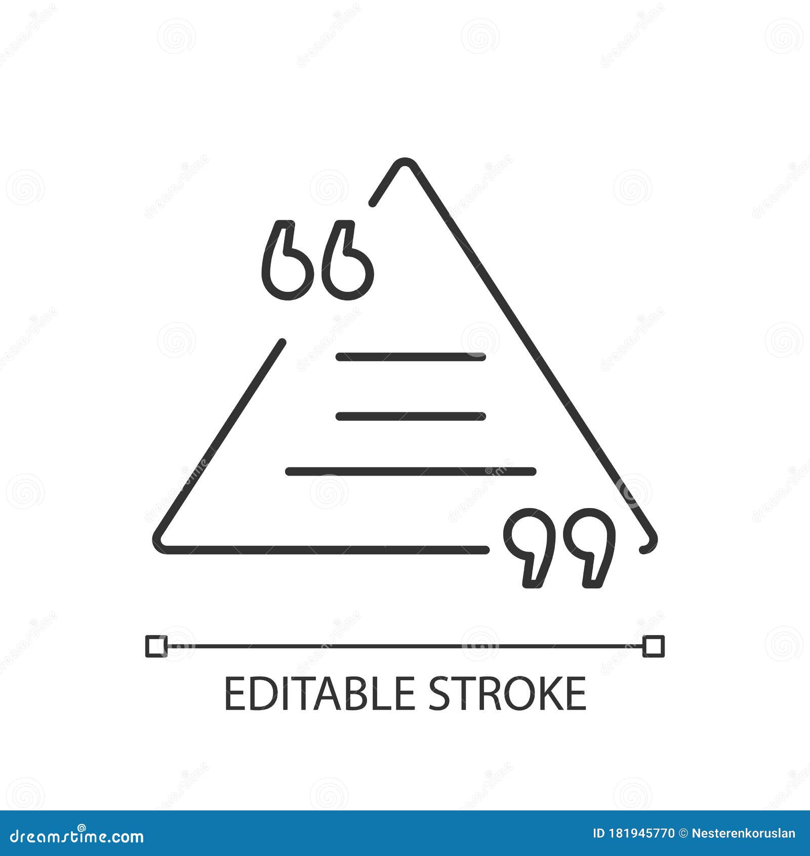 Triangle Chat Bubble with Quotes Pixel Perfect Linear Icon Stock Vector ...