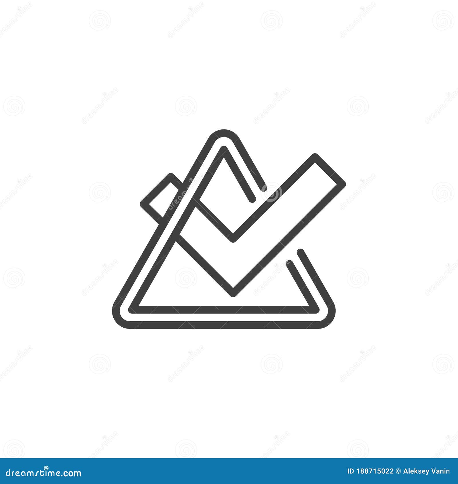 Triangle Check Mark Line Icon Stock Vector - Illustration of correct ...
