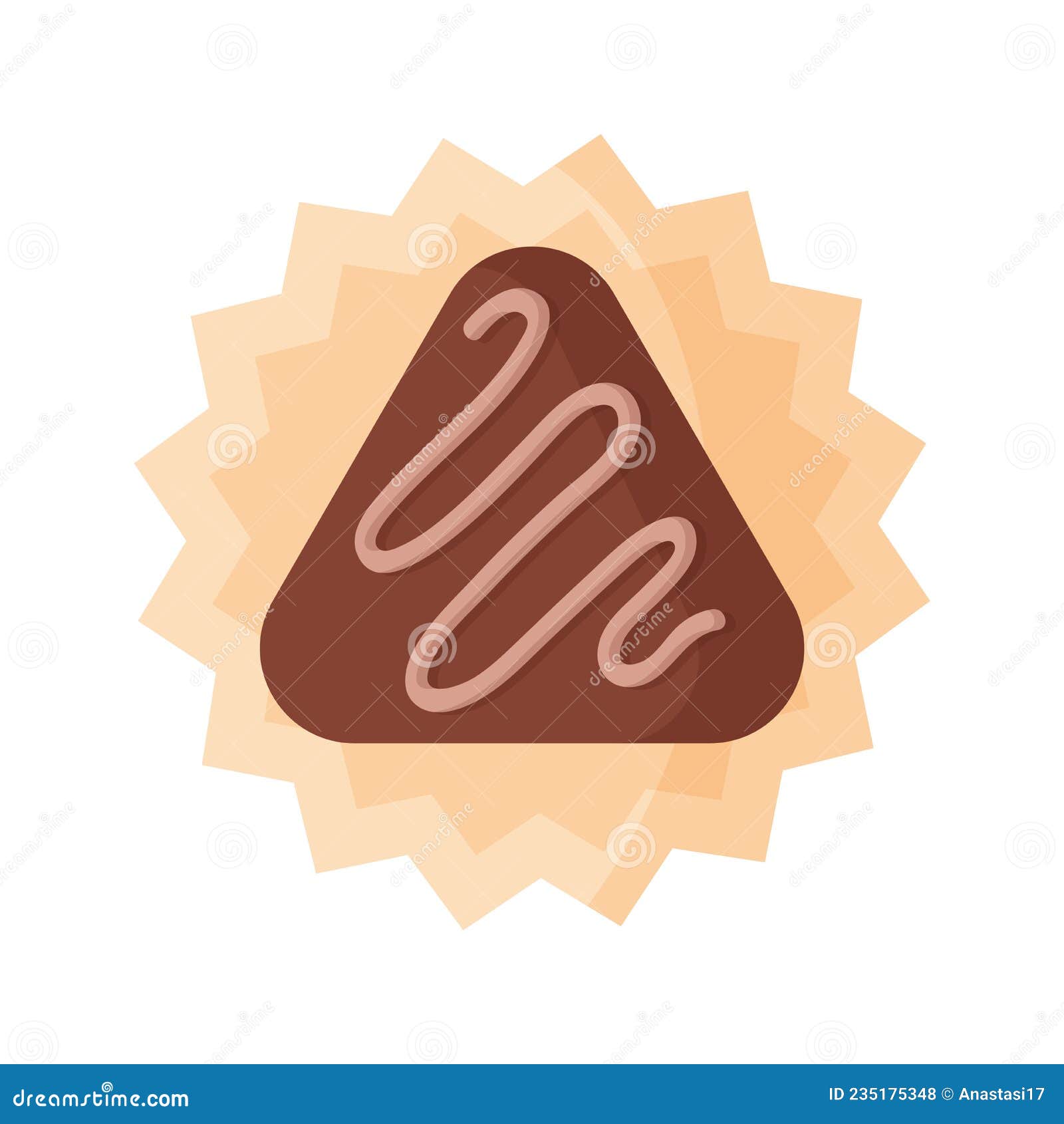 Triangle Chocolate Dessert or Candy with Icing Stock Vector ...
