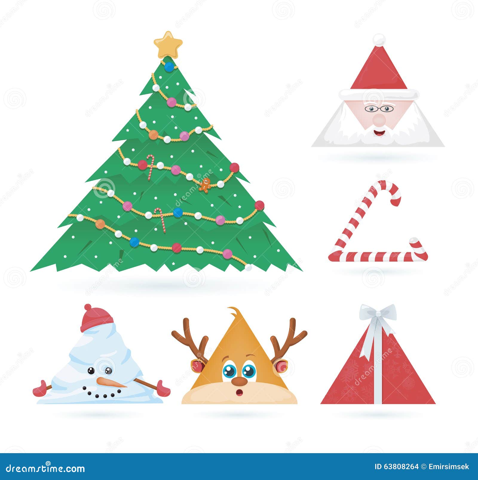 Triangle Christmas Tree With Matt Light Blue Christmas Balls Vector ...