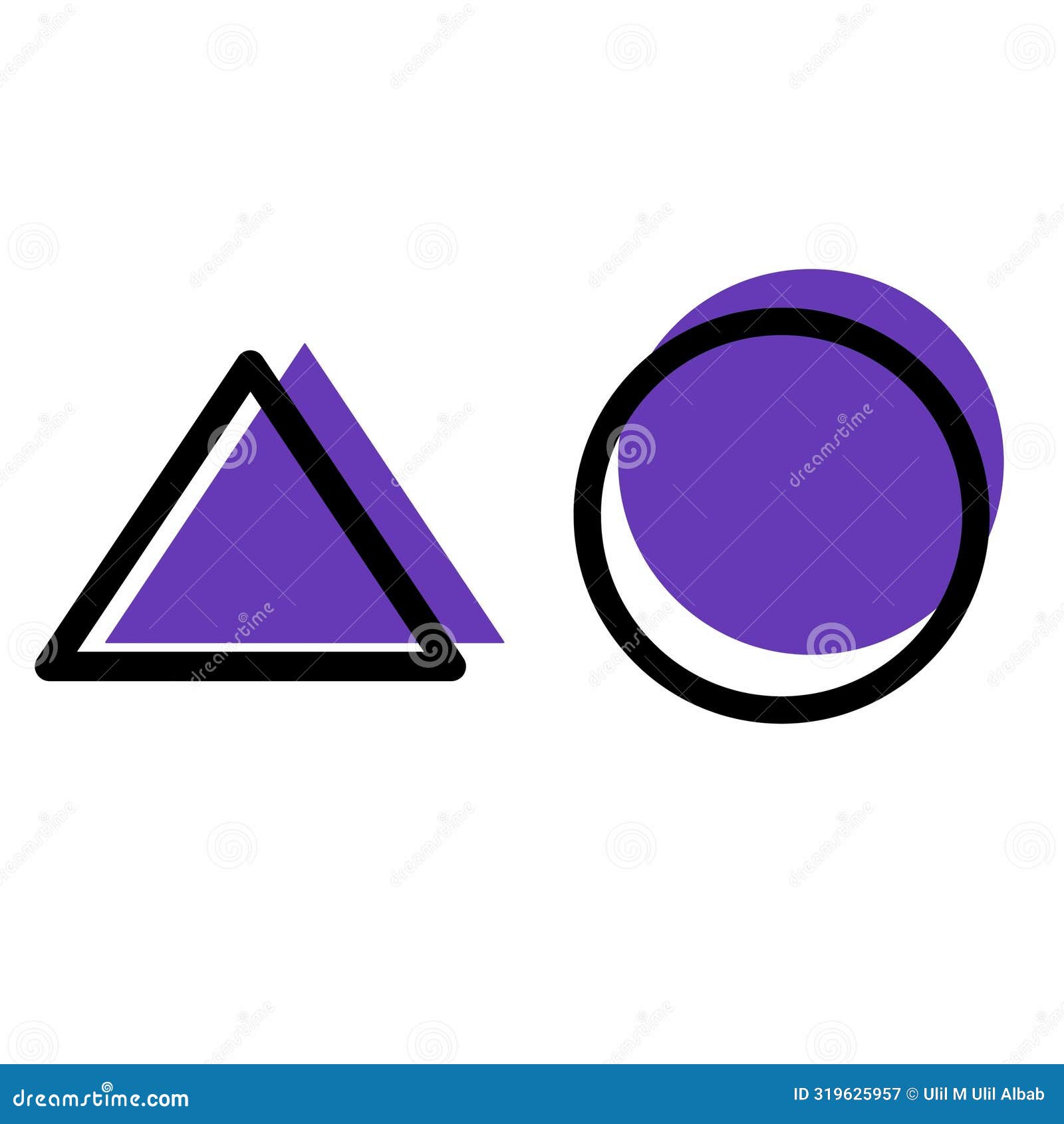 Triangle and Circle Line Art Vector Icon Stock Vector - Illustration of ...
