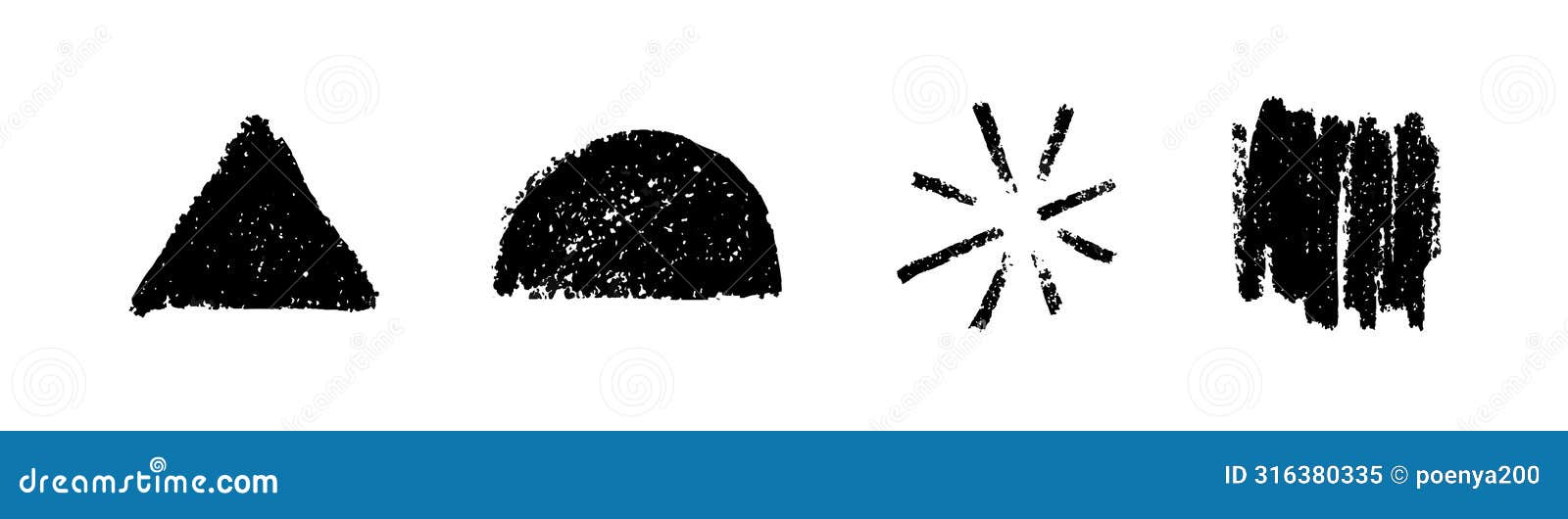 Scratch Basic Geometric Shapes Set. Hand Drawn Noise Grunge Pencil ...