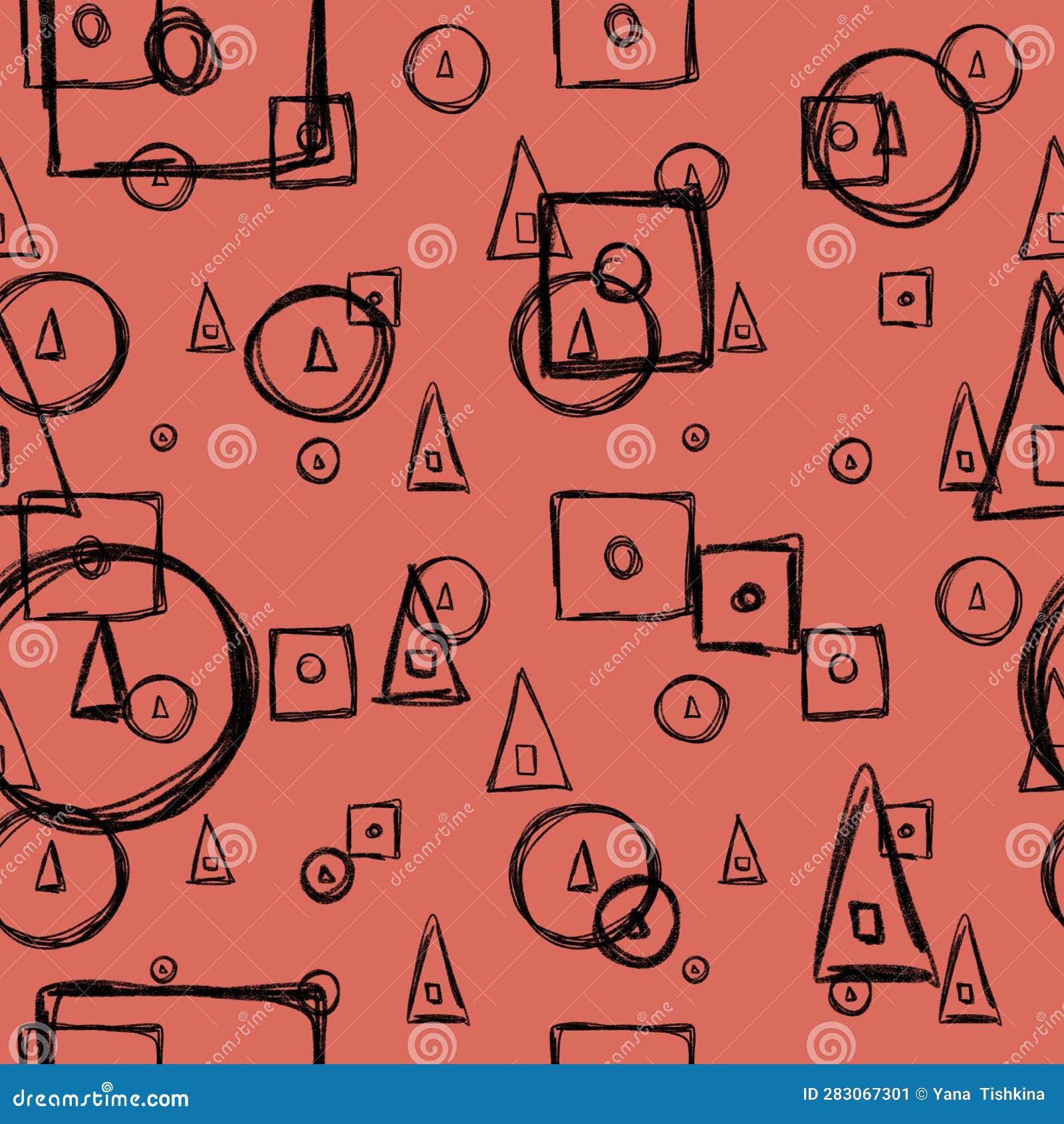 Triangle Circle Square Geometry Red Pattern Sketch Stock Illustration ...