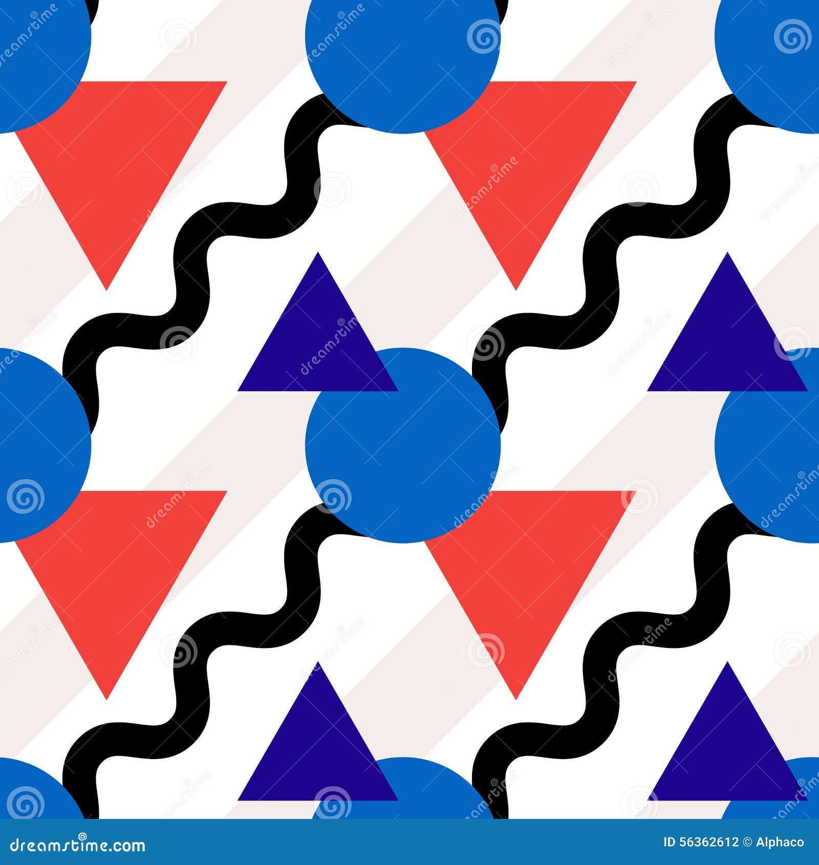 Triangle, Circle, Wave Line Seamless Pattern Stock Vector ...