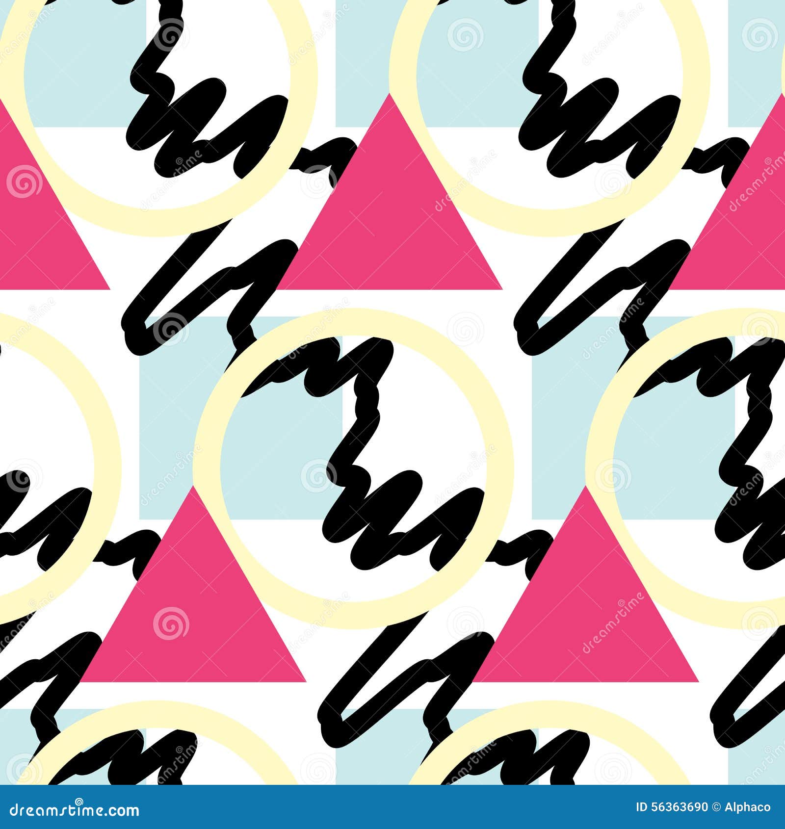 Triangle, Circle, Wave Seamless Pattern Stock Vector - Illustration of ...