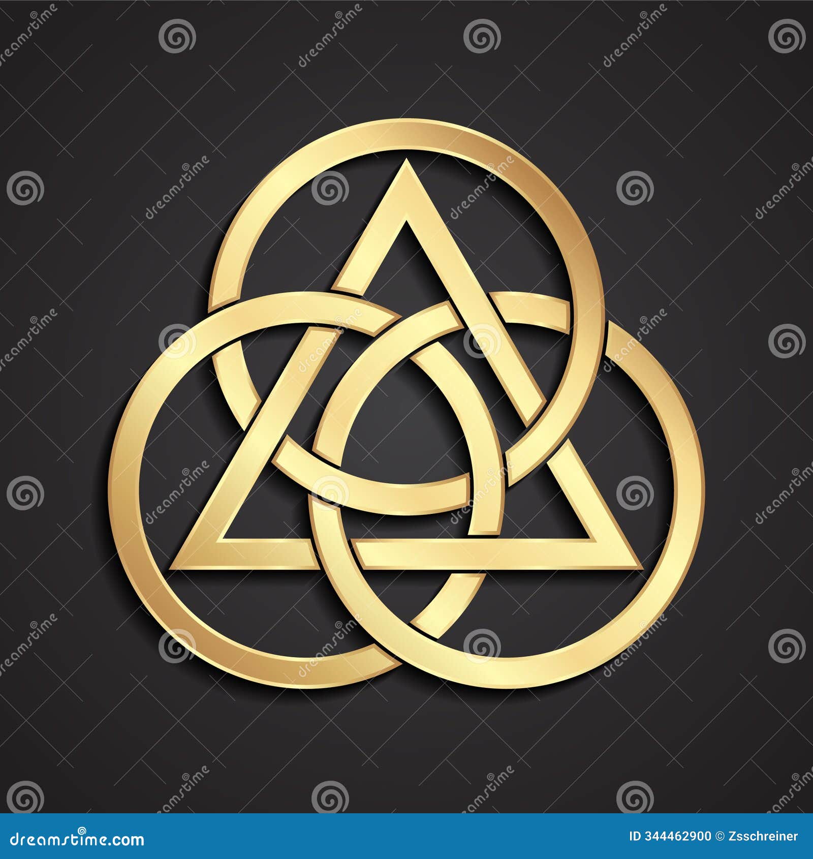 Triangle and Circles 3d Geometric Gold Logo Design Stock Vector ...