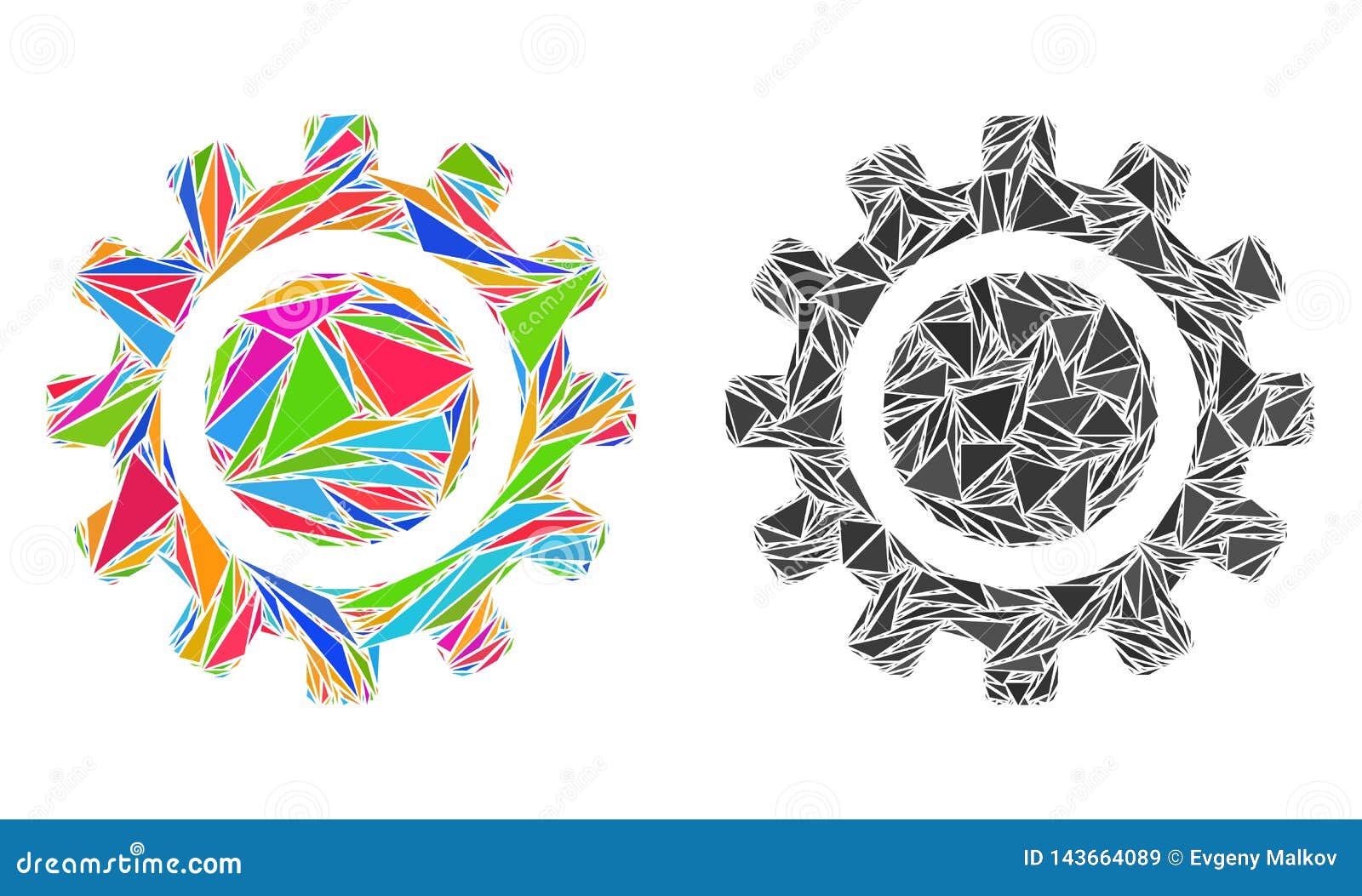 Triangle Cog Mosaic Icons stock vector. Illustration of polygon - 143664089