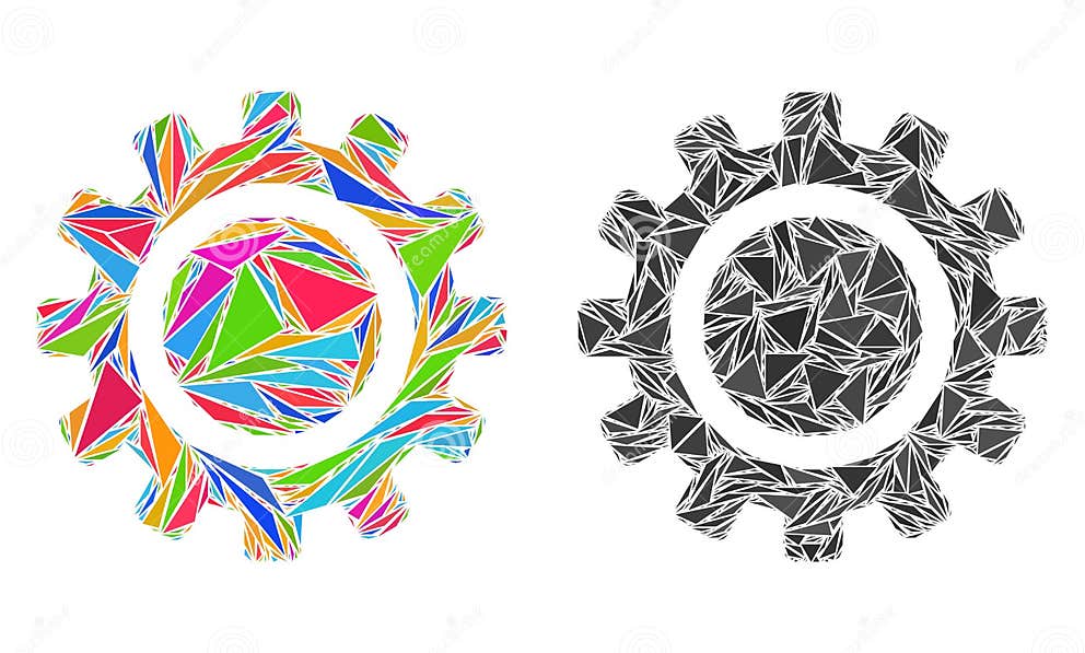 Triangle Cog Mosaic Icons stock vector. Illustration of polygon - 143664089