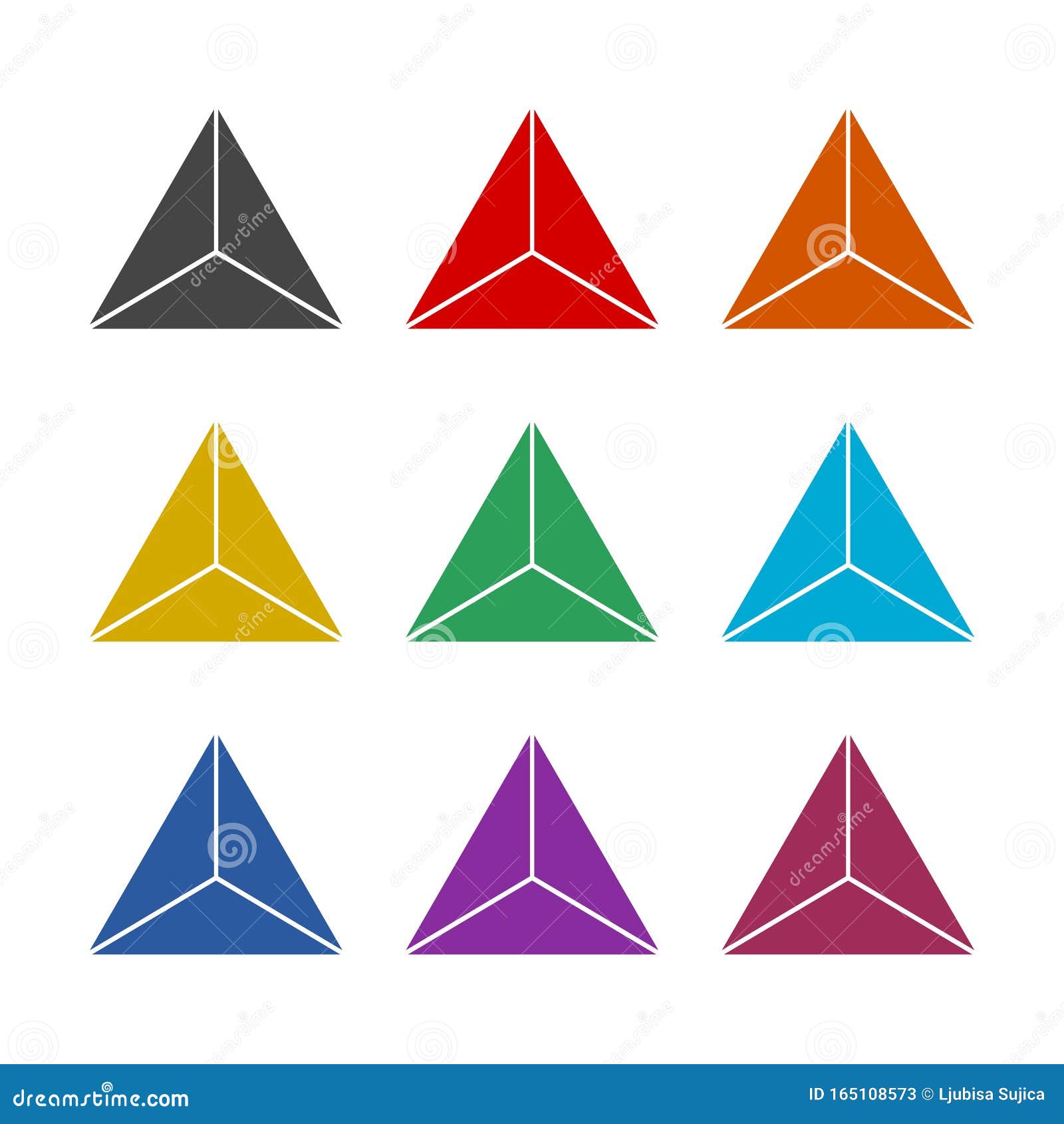 Triangle Color Icon Set Isolated on White Background Stock Vector ...