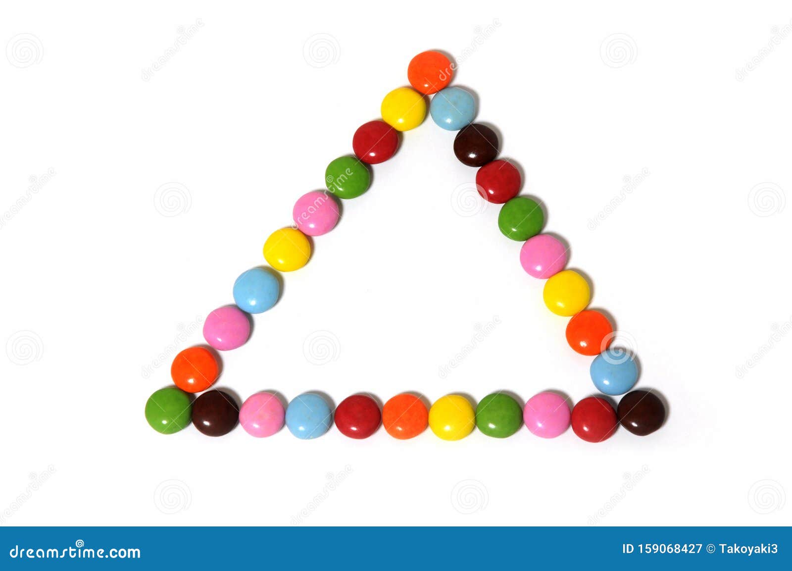 Triangle of Colorful Chocolate Spread on White Background Stock Image ...