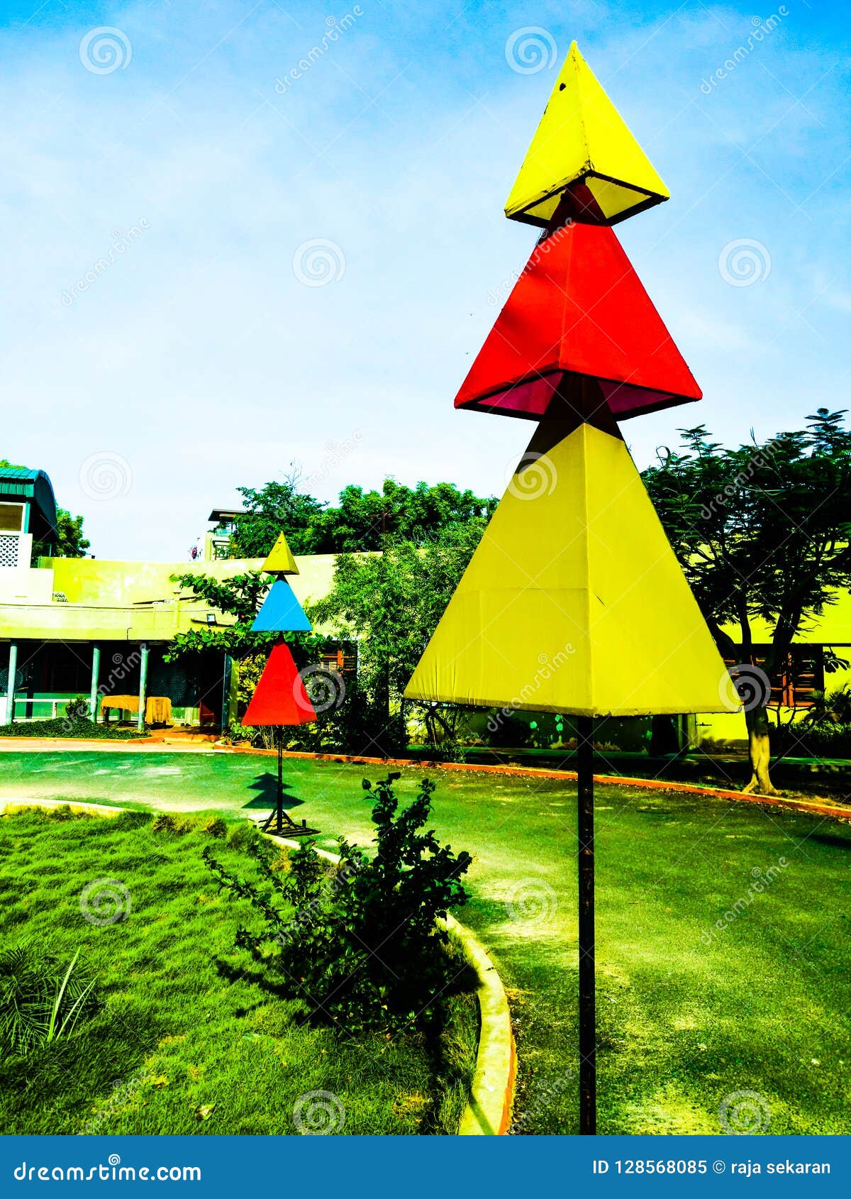 Triangle colours stock image. Image of greenery, landscape - 128568085