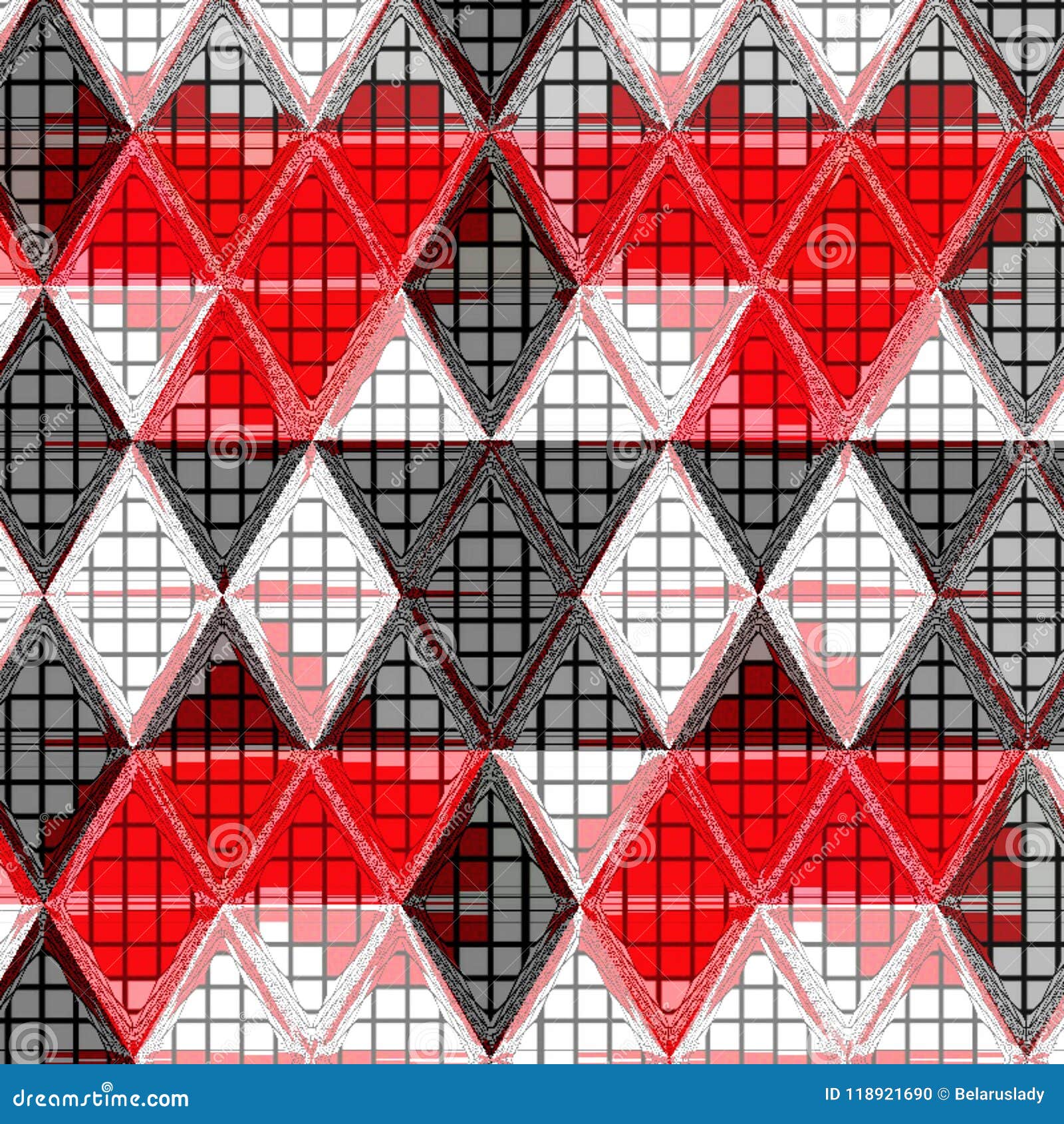 African Triangle Continuous Pattern in Red, White and Grey Stock ...
