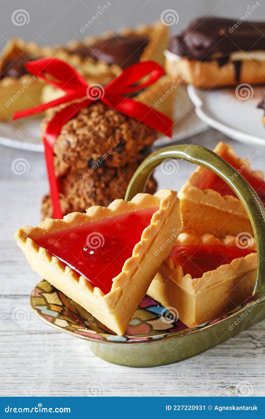 Triangle Cookies with Red Fruit Jelly Stock Image - Image of pastry ...