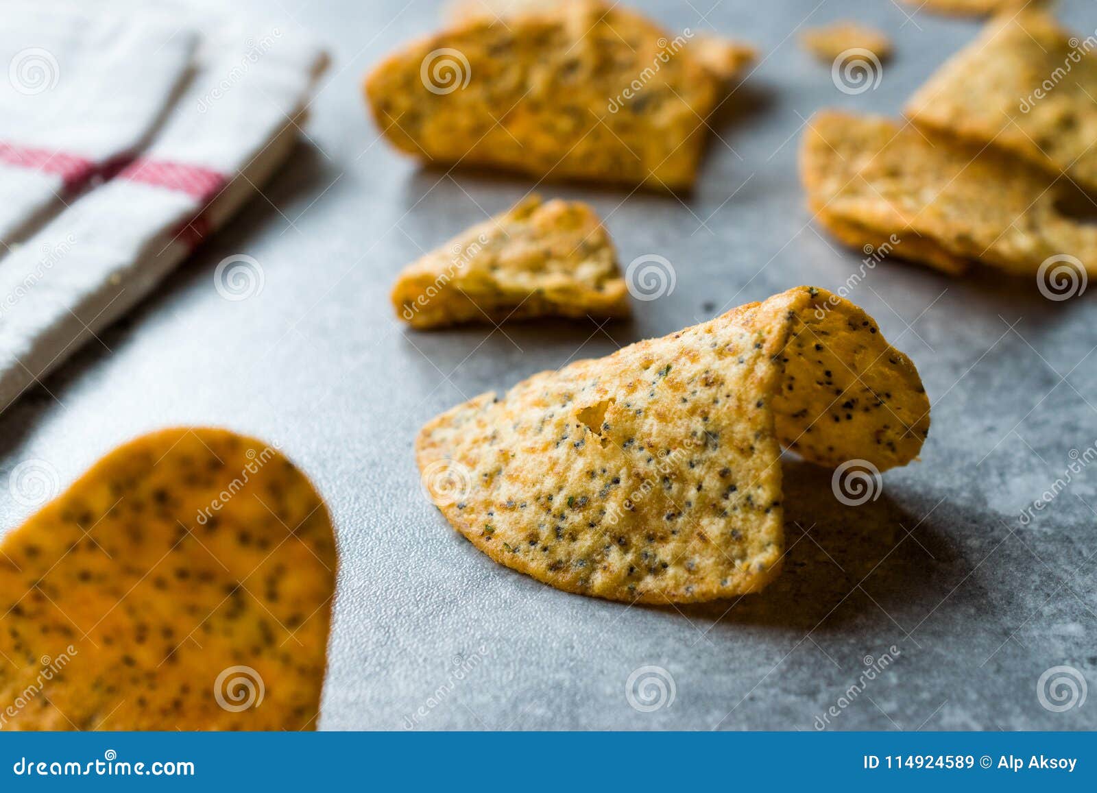 Triangle Corn Chips with Poppy Seeds Stock Image - Image of chips ...