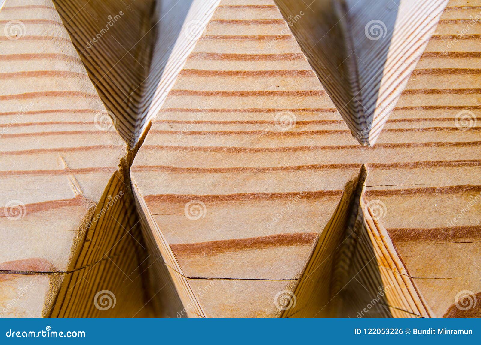 Triangle Cut Pattern on Wooden Surface for Background. Stock Photo ...