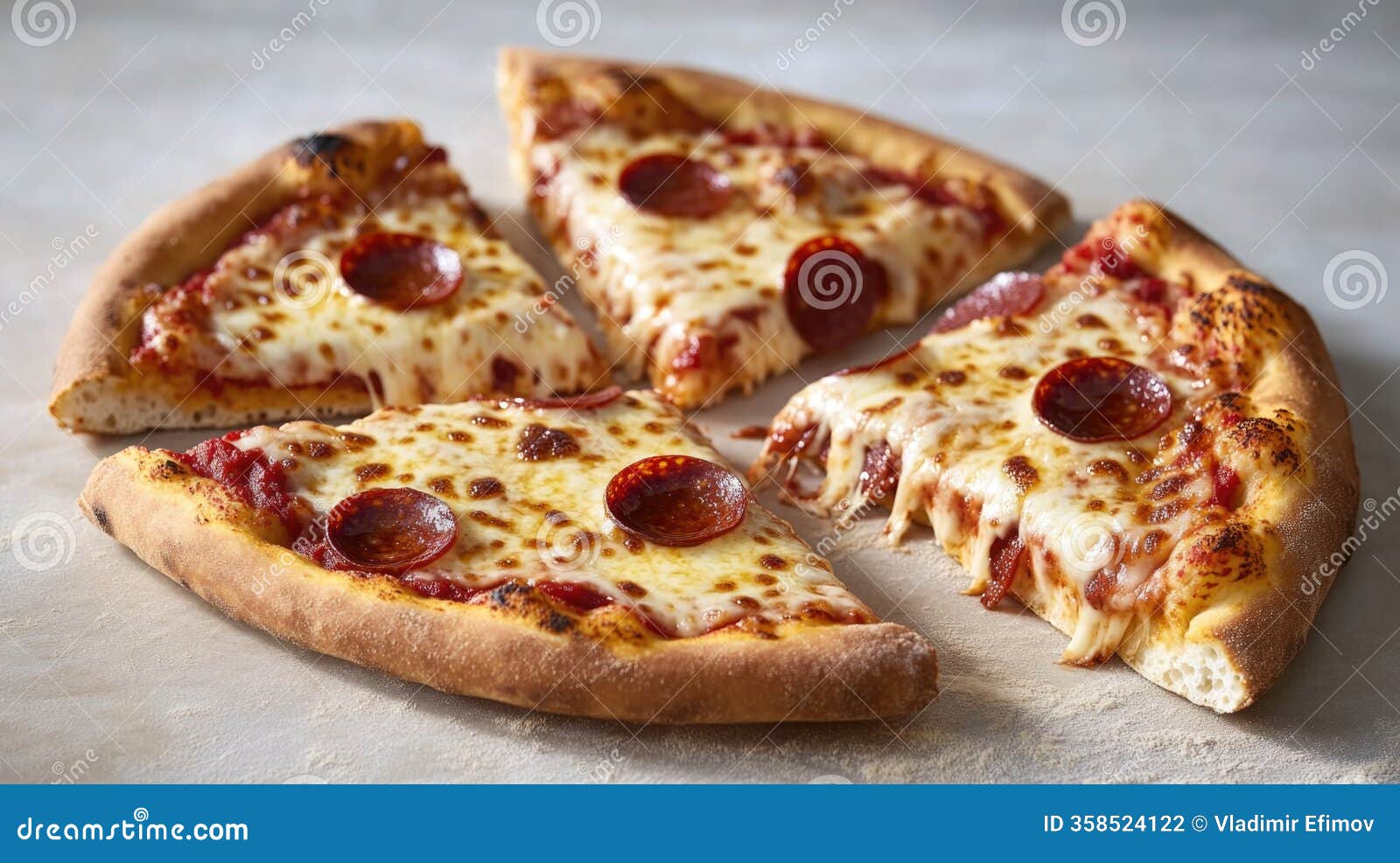 Triangle-cut Pepperoni and Cheese Pizza Stock Photo - Image of ...