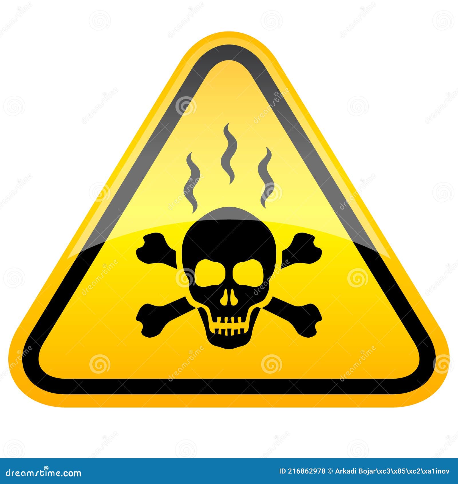 Triangle danger skull sign stock vector. Illustration of hazardous ...