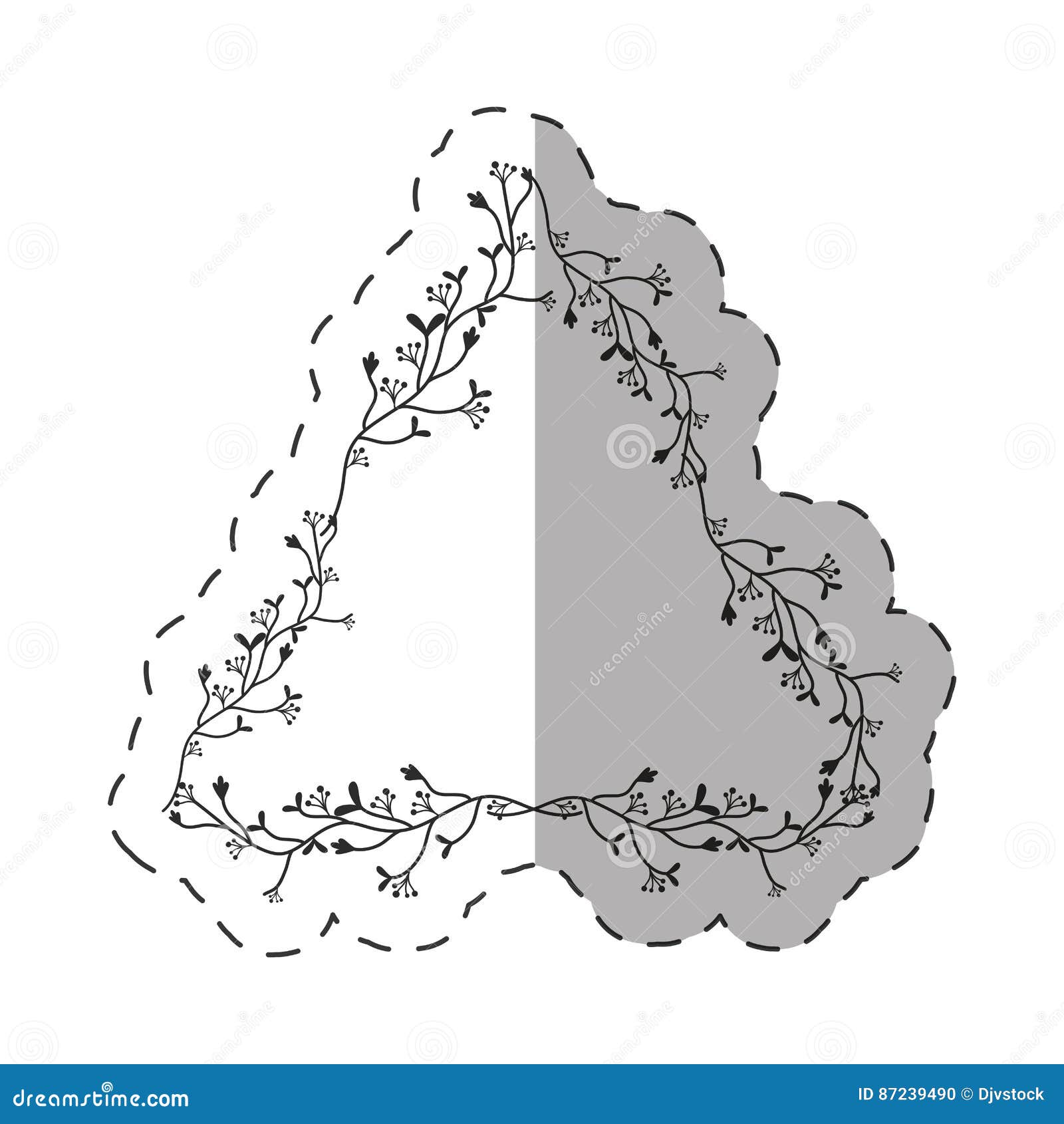 Triangle Decoration Floral Thin Line Stock Illustration - Illustration ...