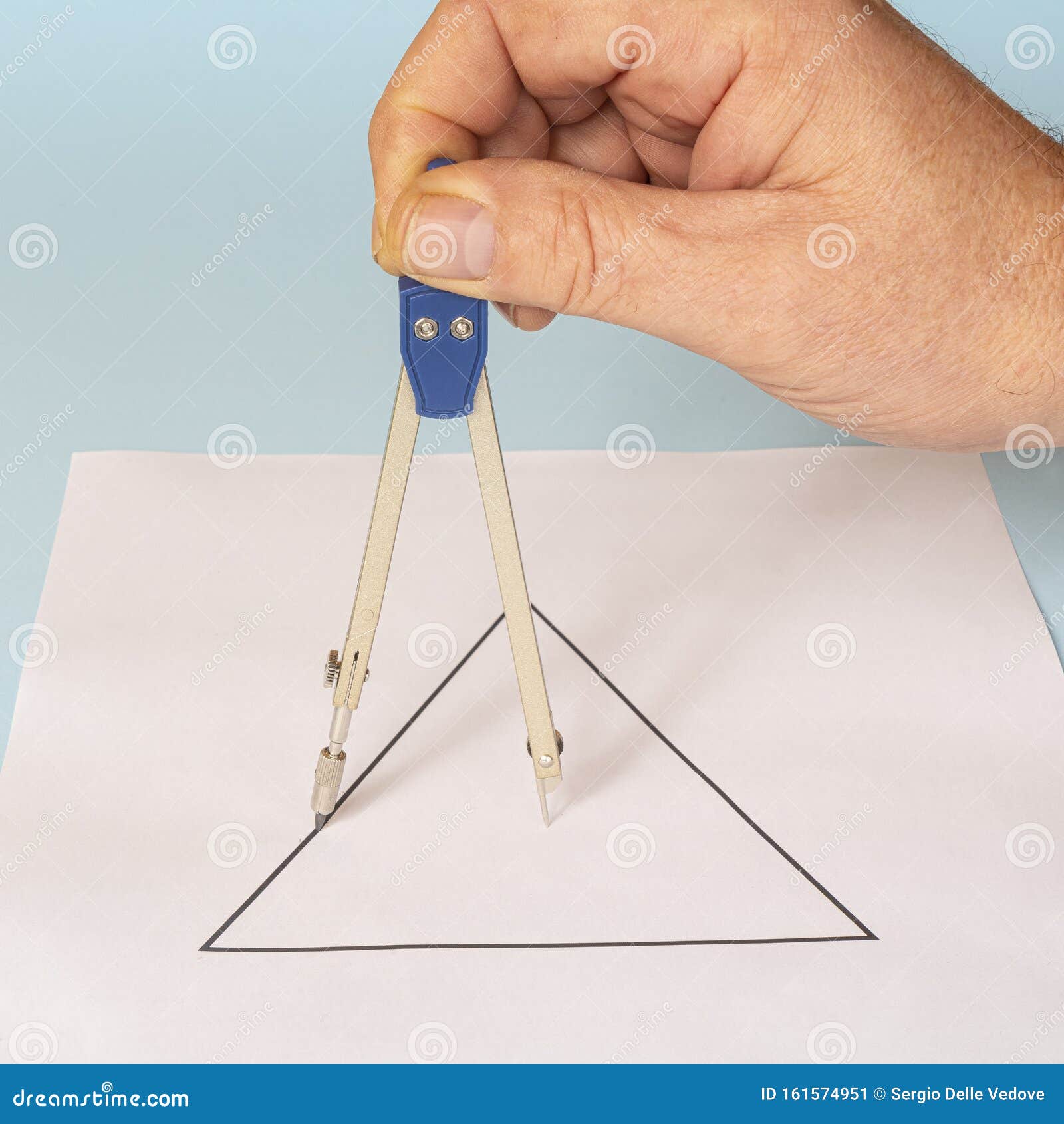 The Triangle Designed with the Compass Stock Image - Image of closeup ...